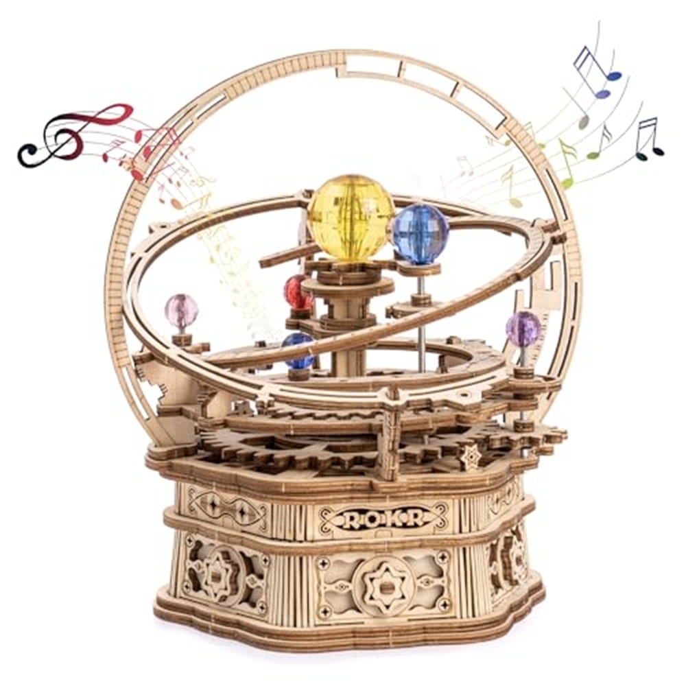 Robotime Rotating Starry Night Mechanical Music Box 3D Wooden Puzzle ...