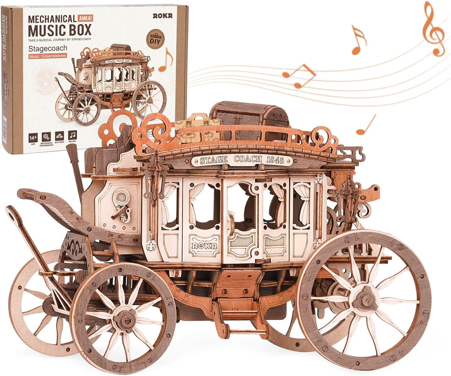 Robotime Stagecoach Rolling Music Box New - Walmart.com