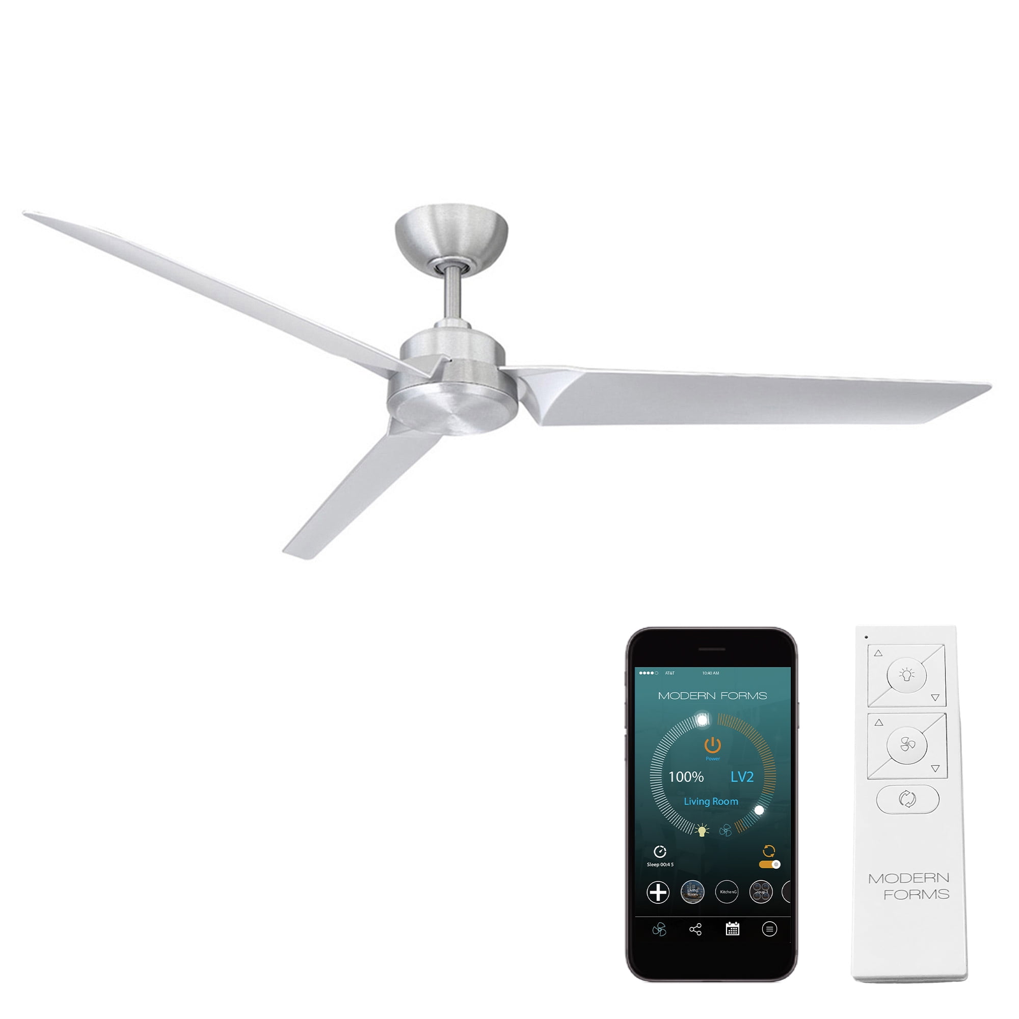 Roboto 62" Brushed Aluminum Smart Ceiling Fan with Remote Control ...