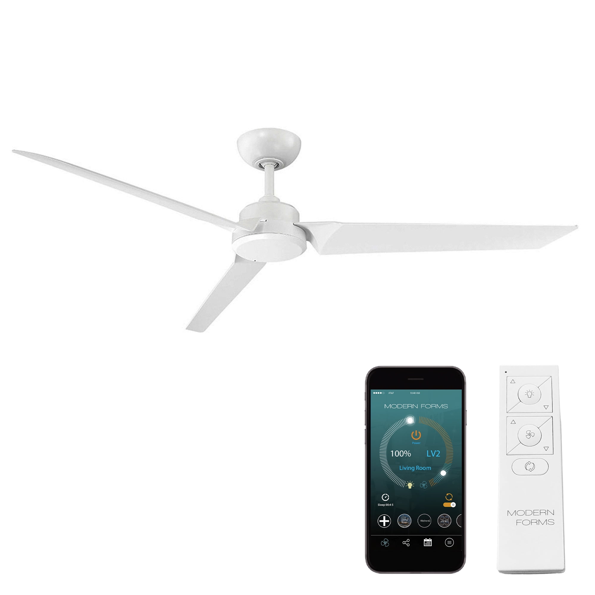 Modern Forms Roboto 62" Matte White Smart Ceiling Fan, Remote Control ...