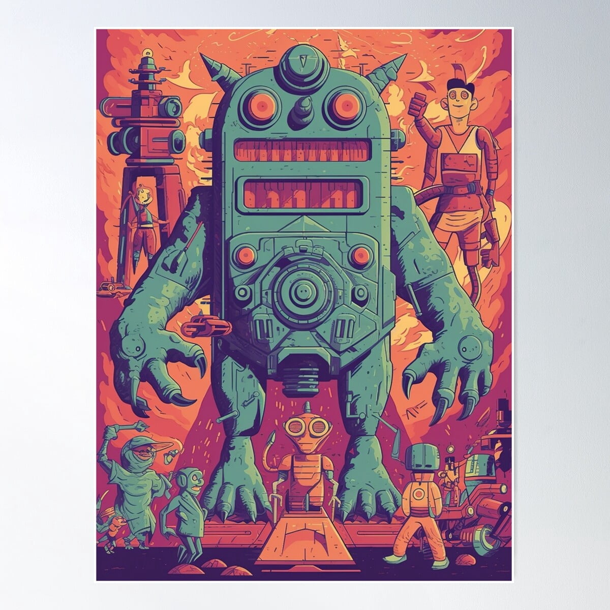 Robots, Aliens And Monsters Poster Wall Art, Modern Wall Decor For ...