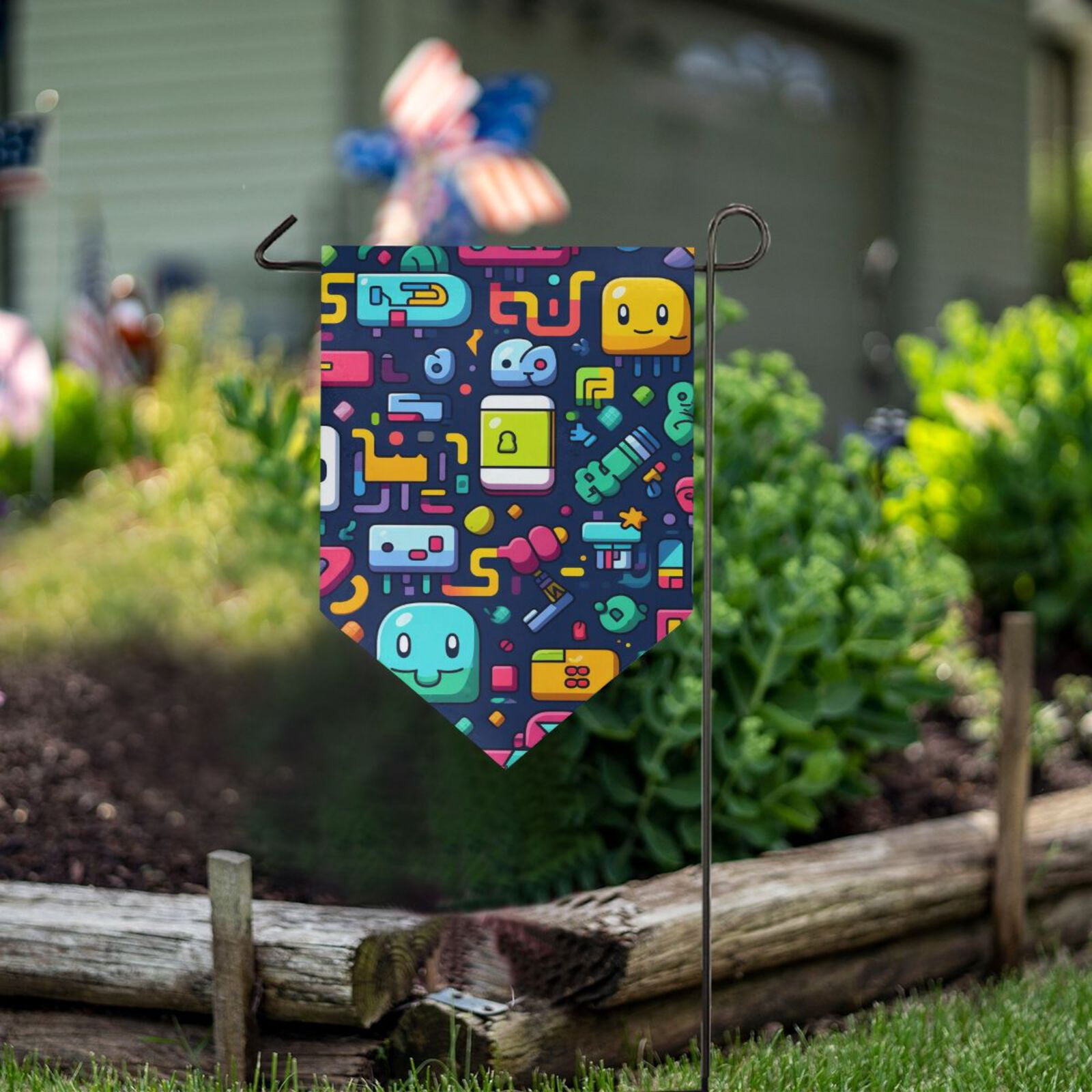 Robots Aliens Garden Flag 18" x 12.5" Double Sided Yard Lawn Outdoor ...