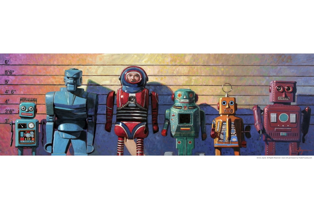 Robots Caught Again Lineup by Eric Joyner Cool Wall Art Print Poster ...