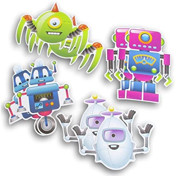 Robots Cutouts Classroom Decor Bulletin Board - 8 Piece -Paper 8 x 6 ...