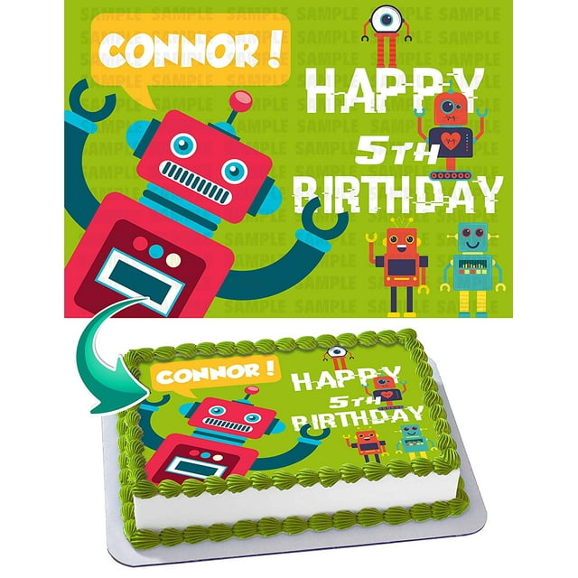 Robots Edible Cake Image Topper Personalized Birthday Party 1/4 Sheet ...