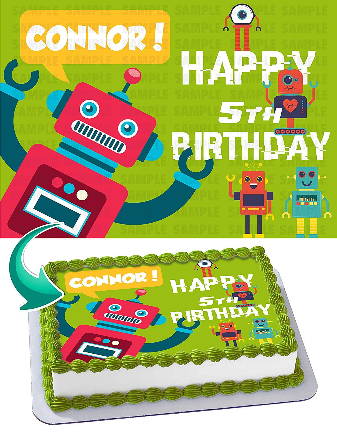 Robots Edible Cake Image Topper Personalized Picture 1/4 Sheet (8"x10.5 ...