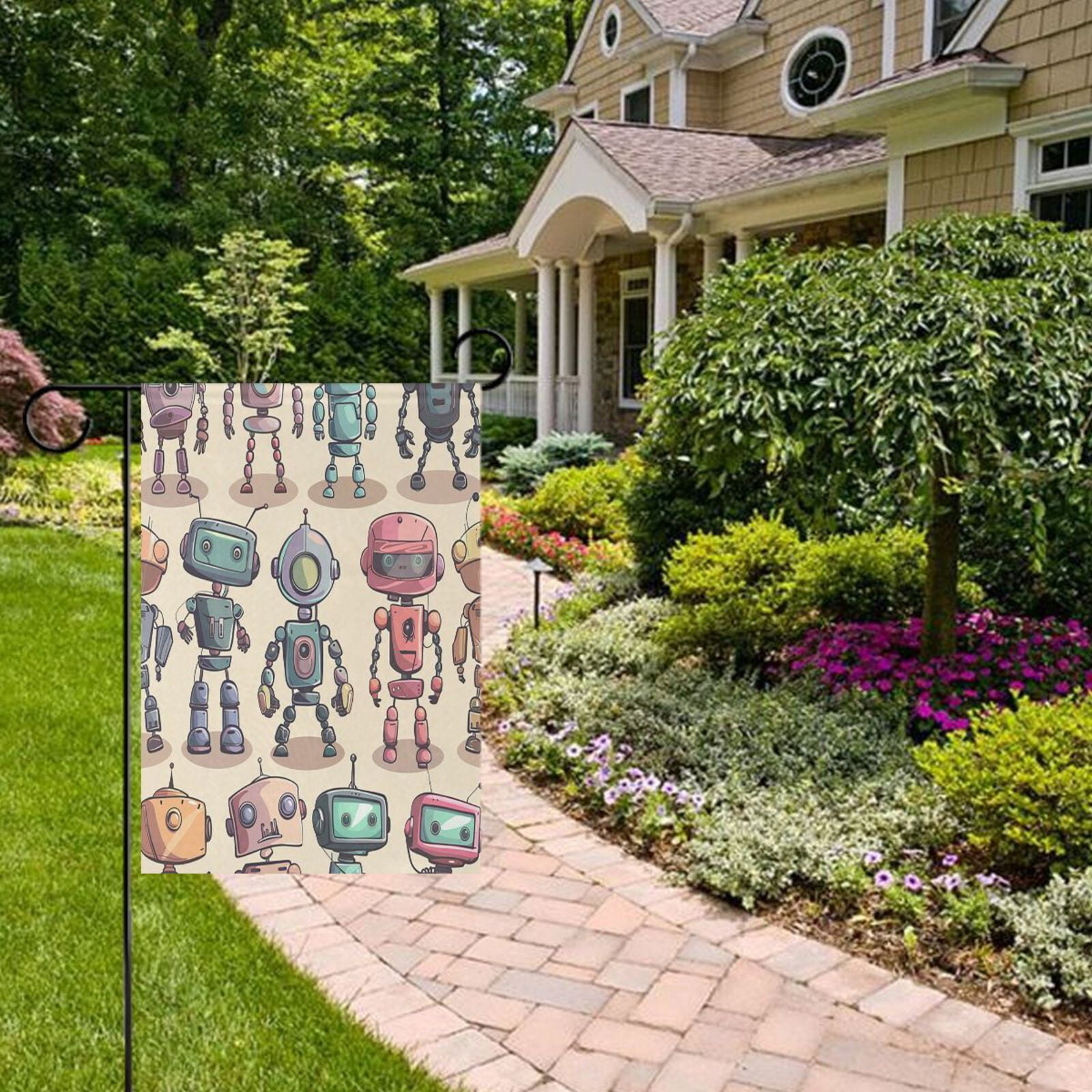 Robots Garden Flag Double Sided 12 x 18 Inch Outside Yard Decoration ...