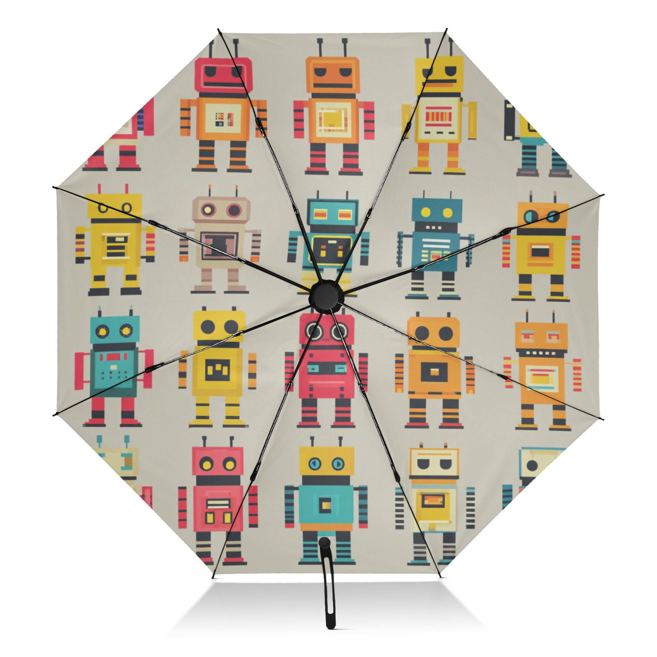 Robots Pattern Design Extra Large Automatic Umbrella, UV Protection, Waterproof, Auto Open and ...
