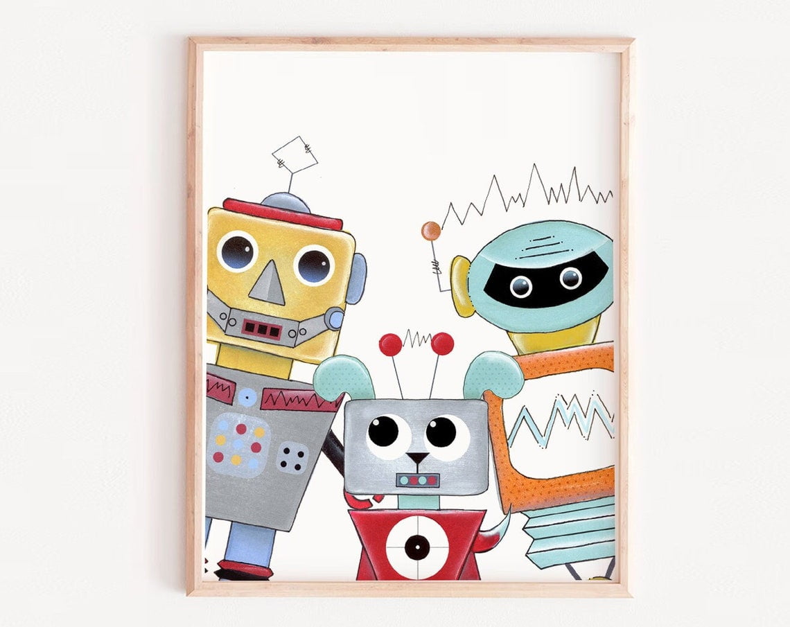 Robots Poster, Robots Selfie, Robot Art, Robots S, Nursery Print, Baby ...