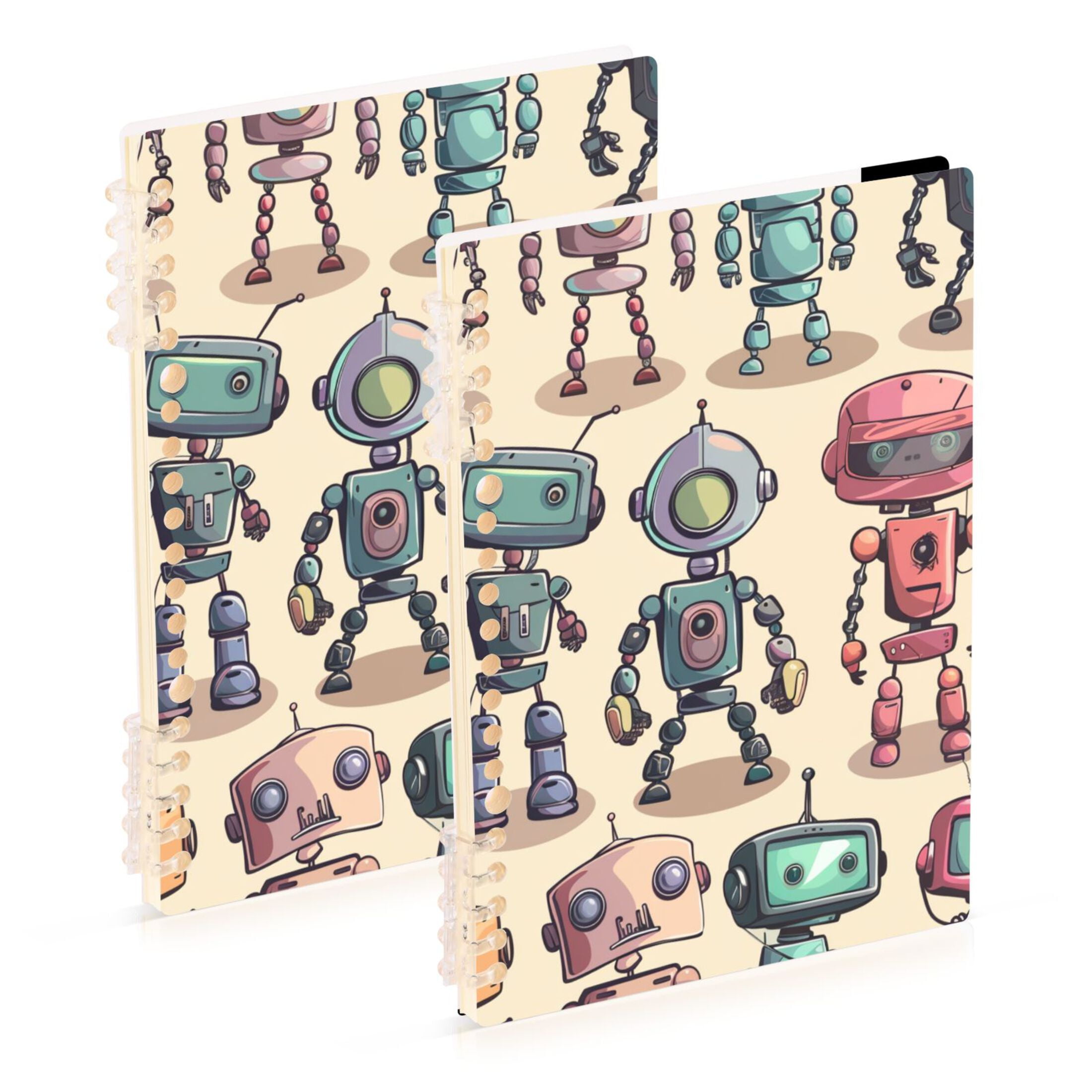 Robots Ring Binder Notebook Journey Note Diary College Ruled Spiral ...