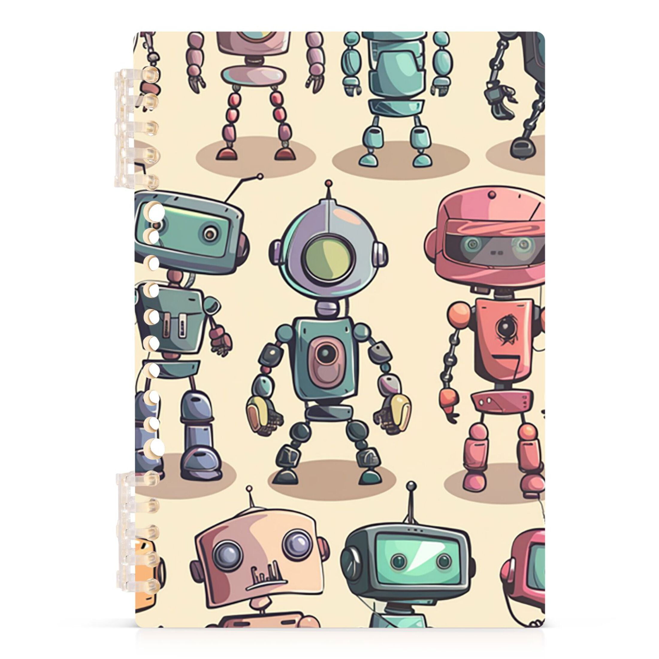 Robots Ring Binder Notebook Journey Note Diary College Ruled Spiral ...