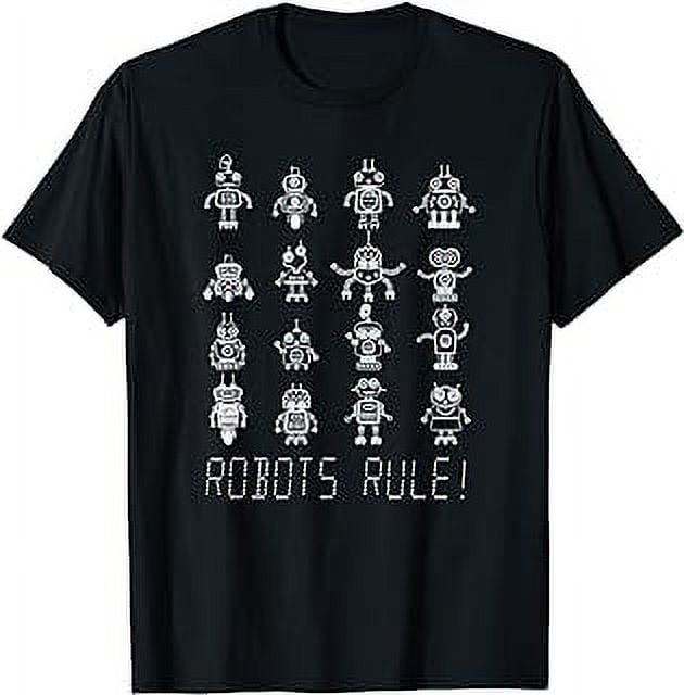Robots Rule Vintage Retro Robot Toy Robotics Engineering T-Shirt ...