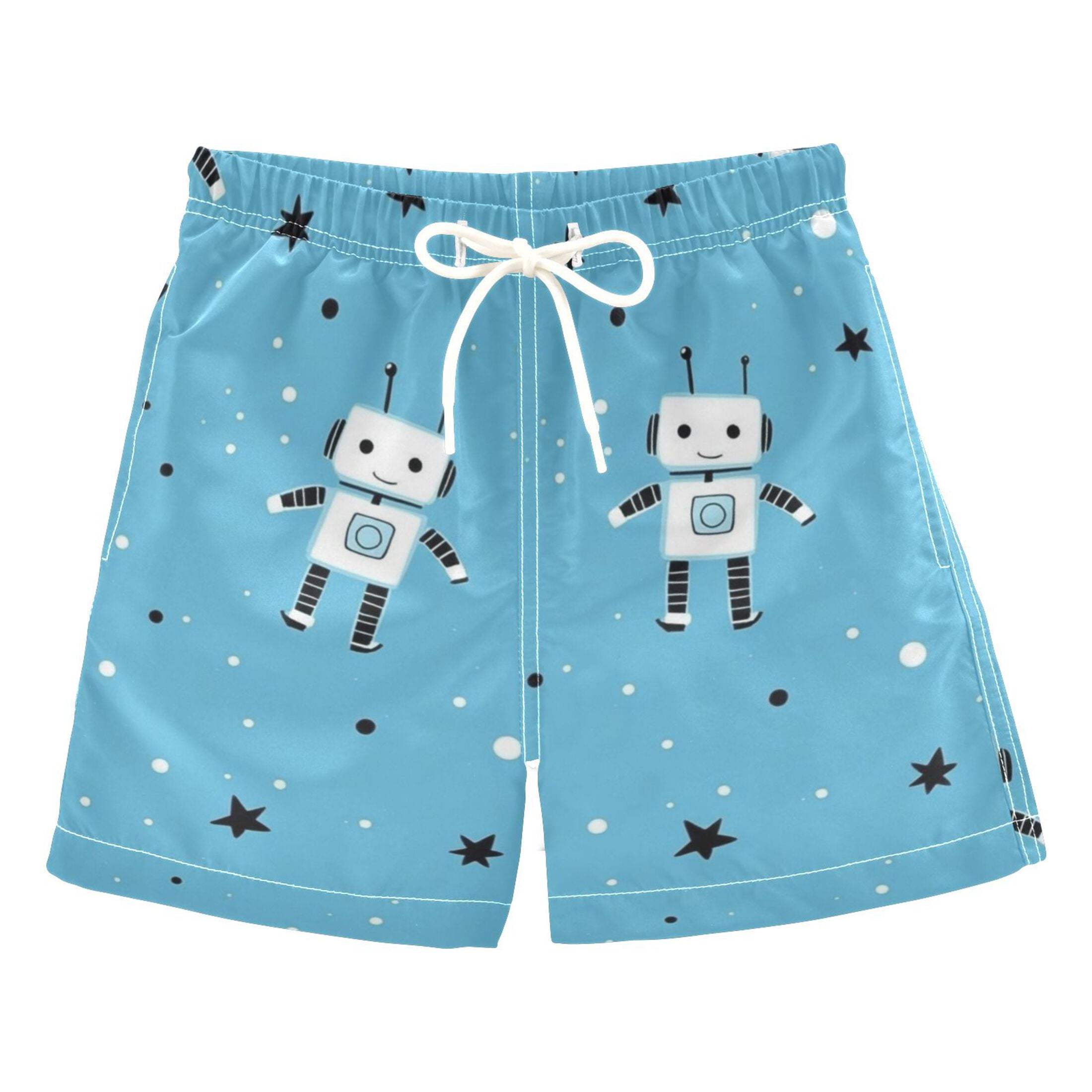 Robots and Stars Cute Boys' Swim Trunks Board Shorts Beach Pants ...