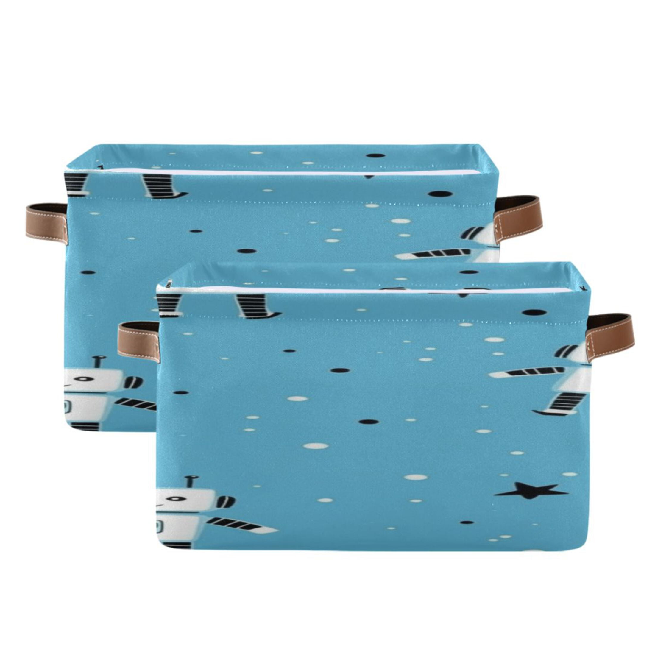 Robots and Stars Cute Square Storage Bins with Handles Collapsible ...