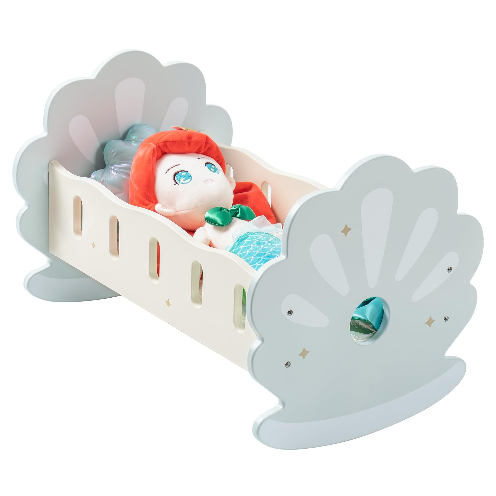 Robud Baby Doll Crib, Baby Doll Bed, Doll Rocking Cradle Baby Wood Doll ...