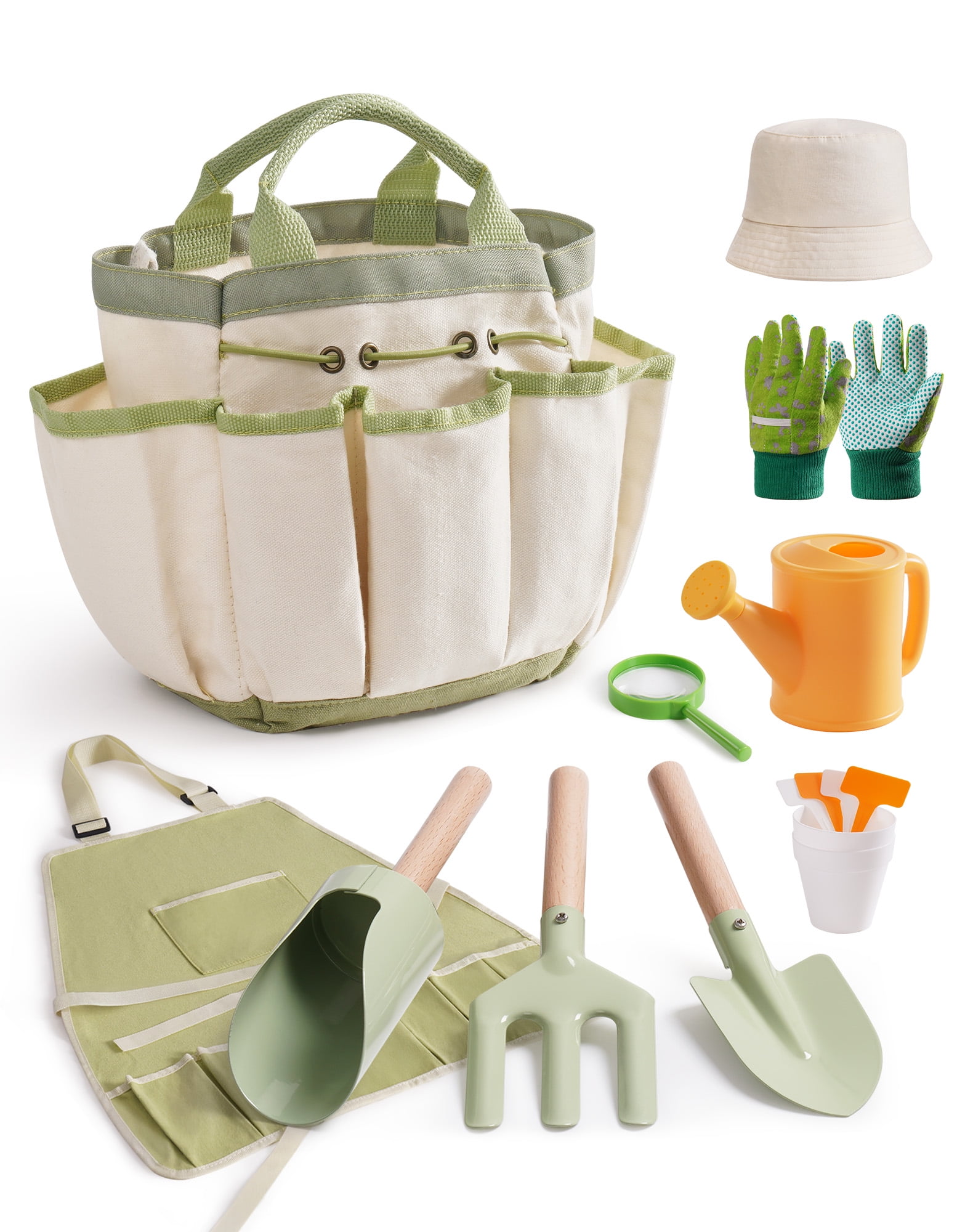 Robud Kids Gardening Tools, 17 PCS All-in-One Set with Child-Safe Metal ...