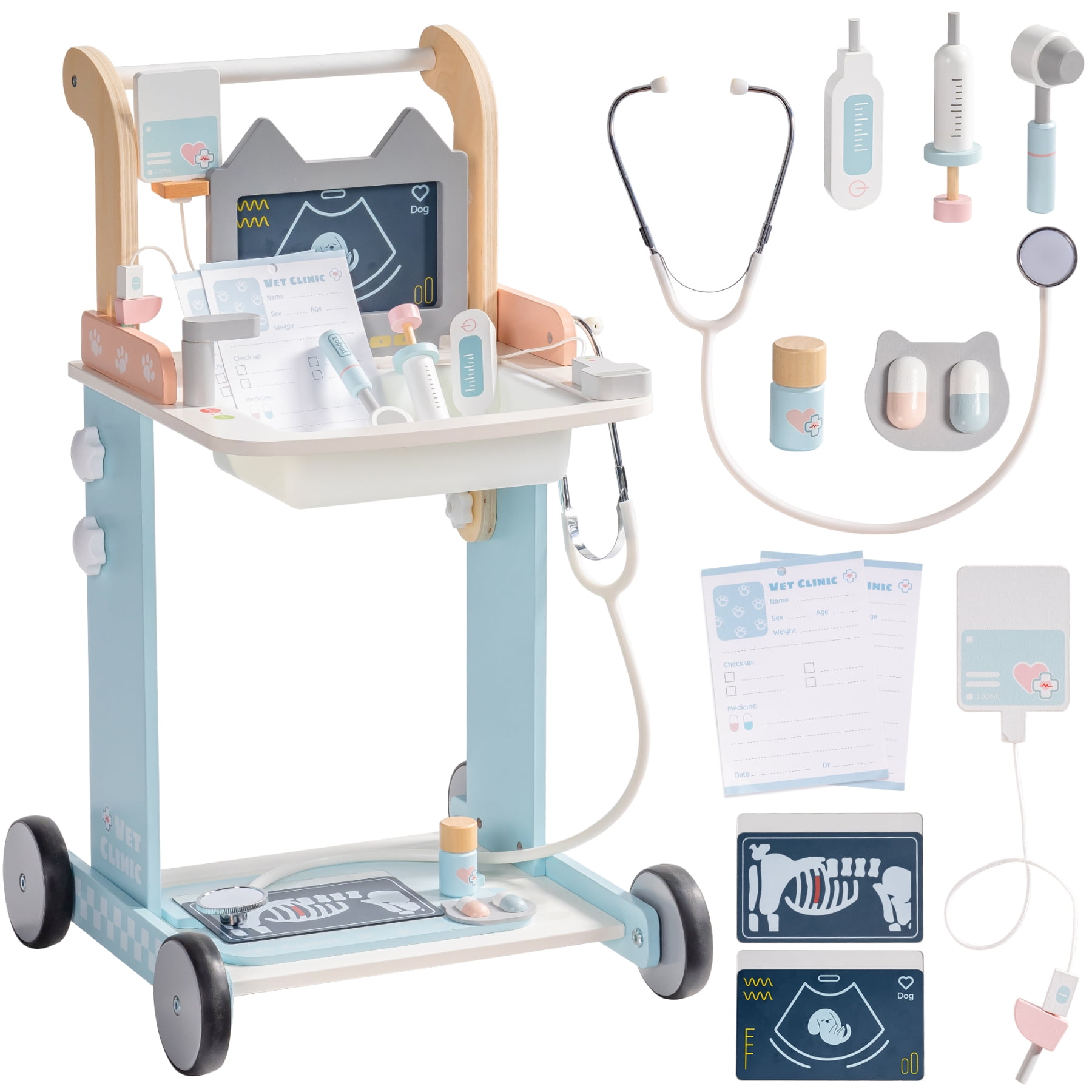 Robud Kids Vet Clinic Playset Push Walker, retend Play Medical Center ...