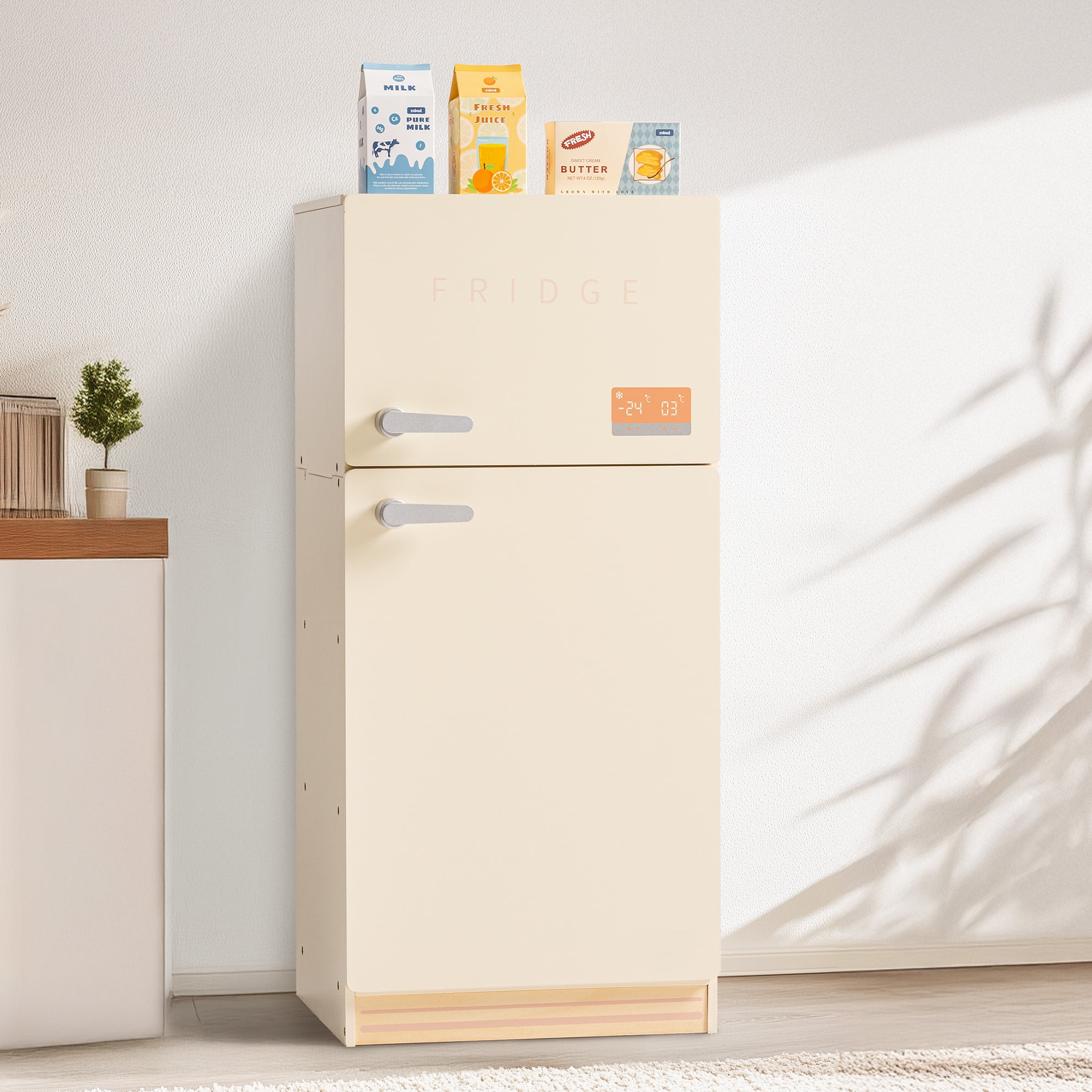 Robud Play Kitchen for Toddlers,Fridge Refrigerator Wooden Toy Set with ...