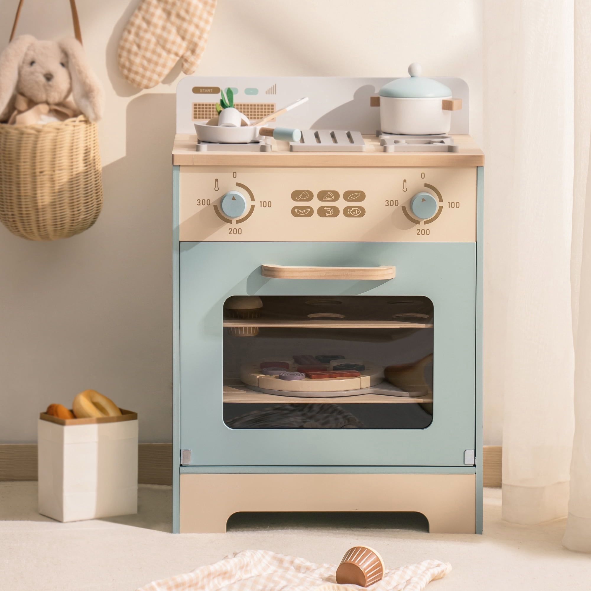 Robud Wooden Cooking Set - Pretend Play Toy Oven Kitchen Kit with Pizza ...