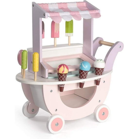 Robud Wooden Ice Cream Cart Toys for Kids, Toddlers Pretend Play Food ...