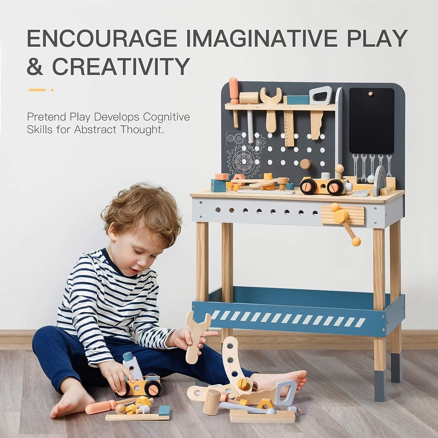 Robud Wooden Kids Workbench Tool Child Pretend Play Set Toddler DIY ...