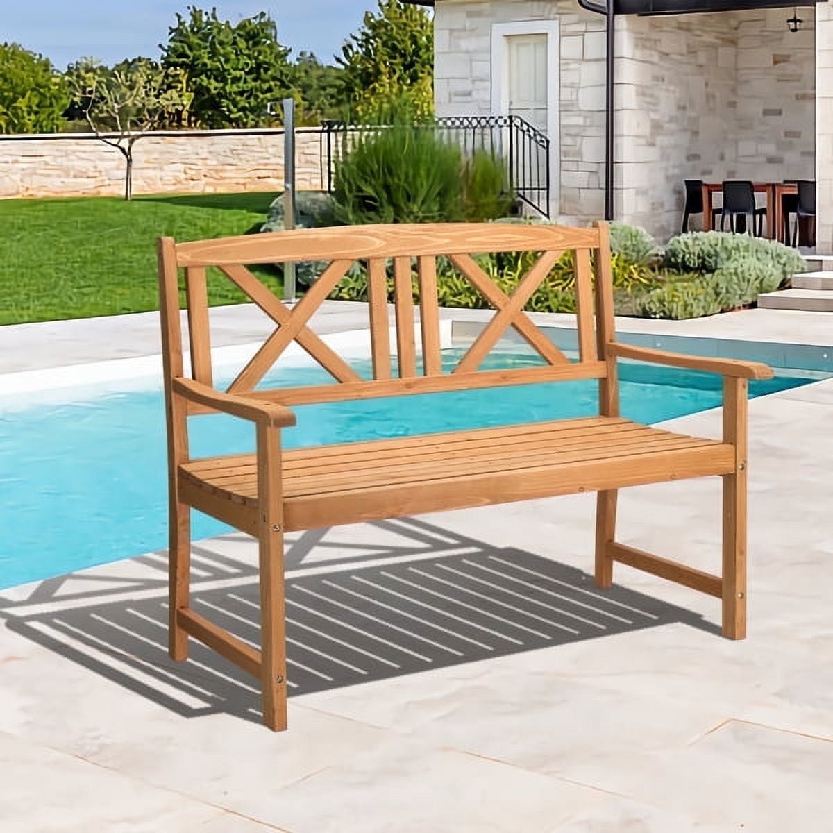 Robust Fir Wood X - Back Outdoor Bench: Perfect Resilient Seating for ...