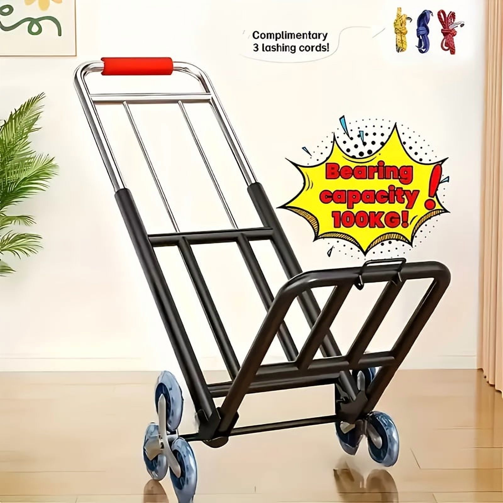 Robust Folding Stair-Climbing Cart with Wheels, Adjustable Buckle ...
