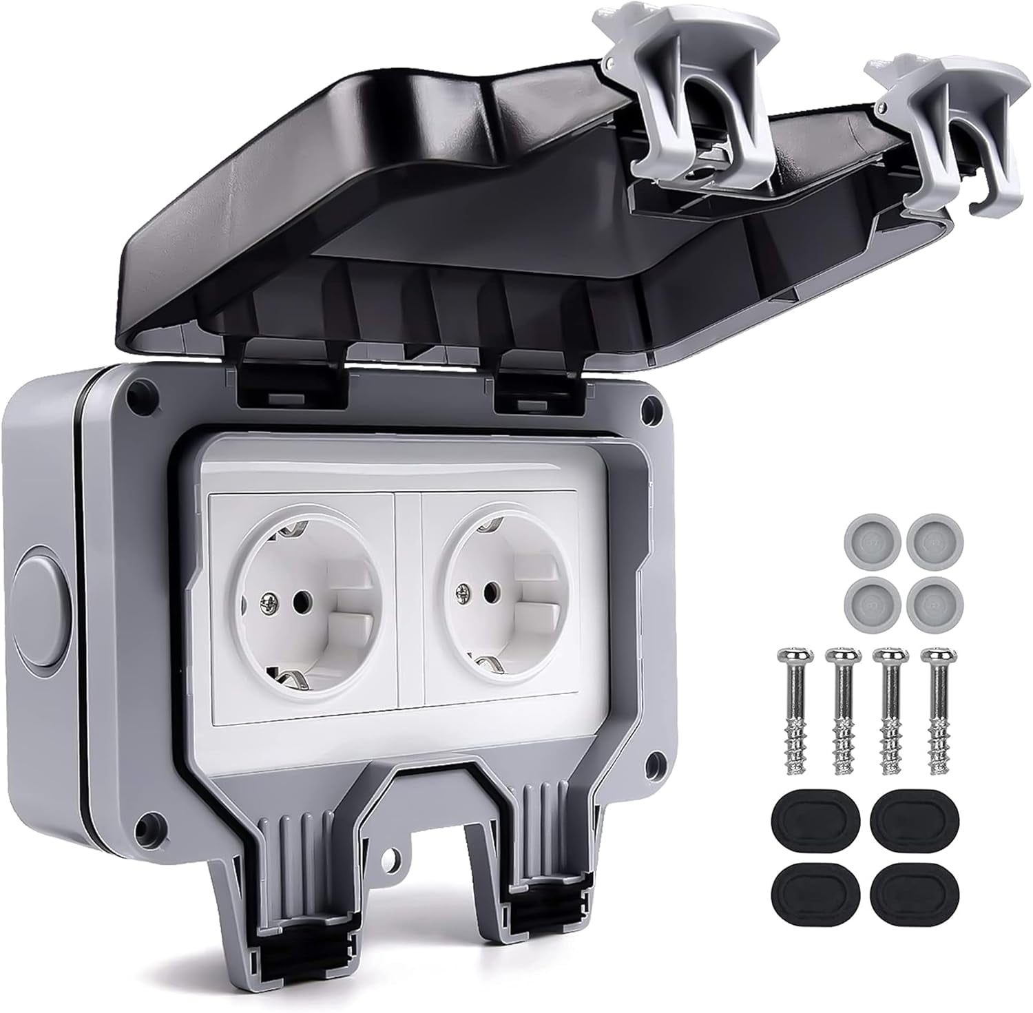 Robust Polycarbonate Shell Outdoor Socket, Heavy Duty Plastic Double ...