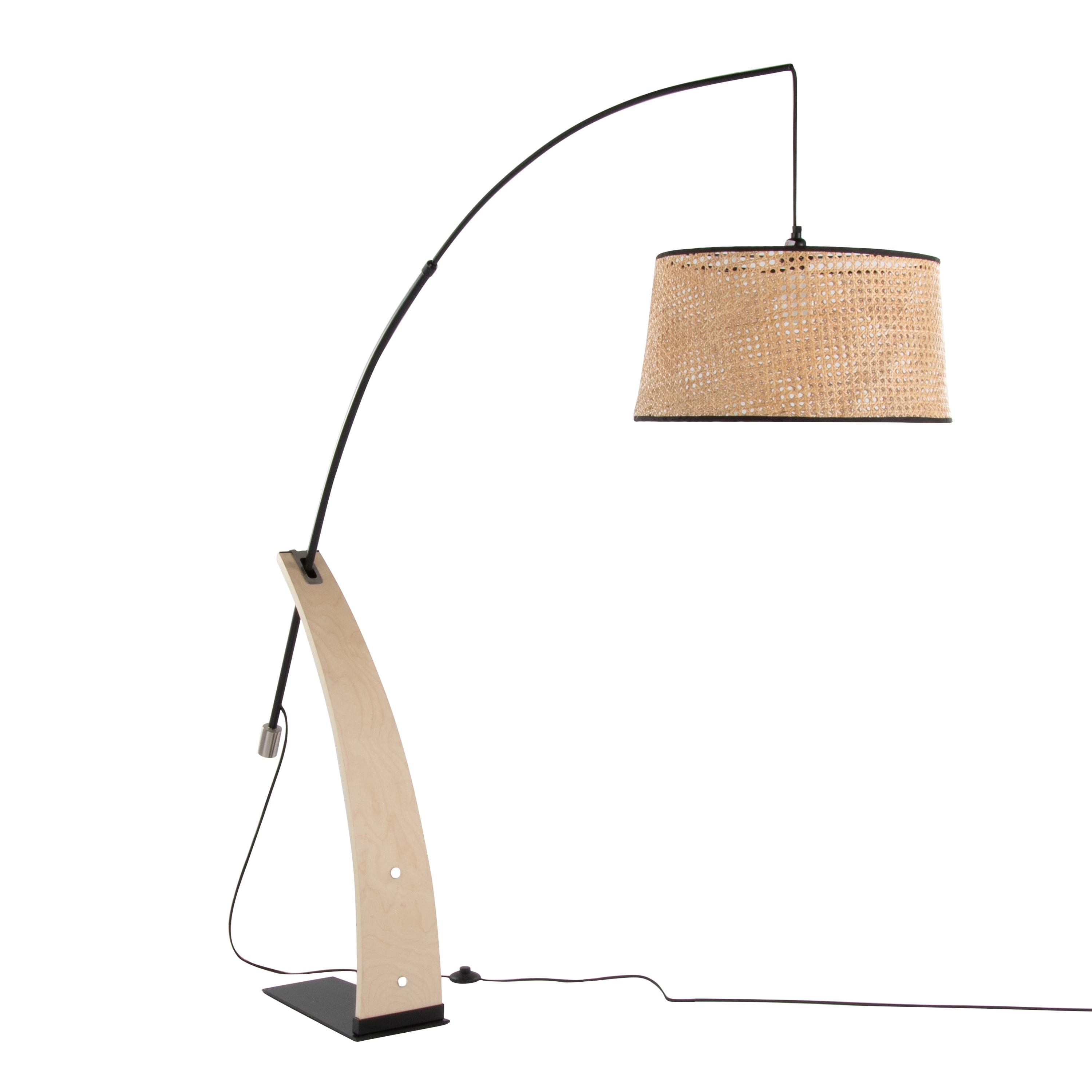 Robyn-Salon Mid-Century Modern Floor Lamp in Natural Wood and Black ...