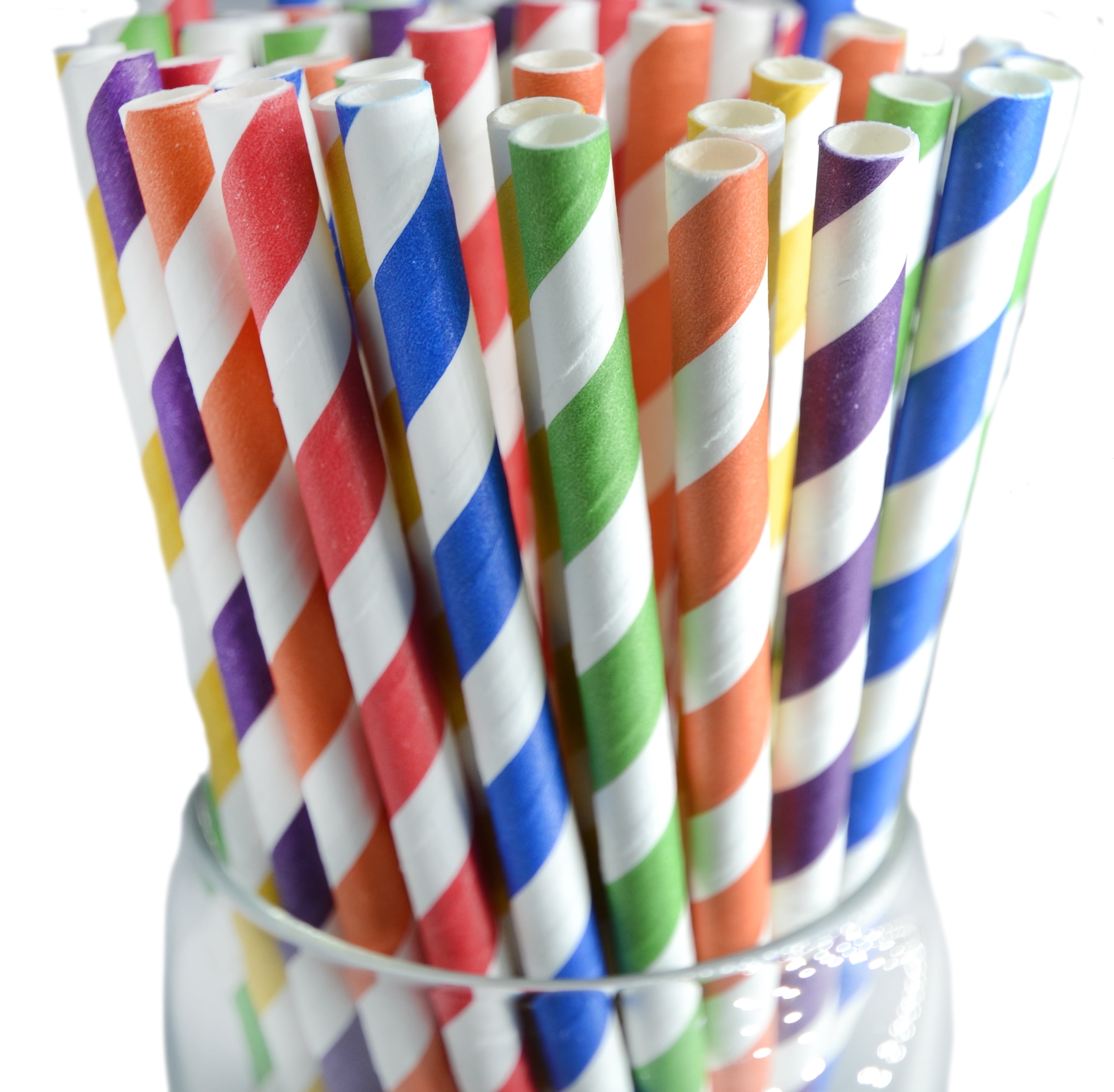Roc Paper Straws Majestic Rainbow Striped Wrapped Paper Straws 300 ...
