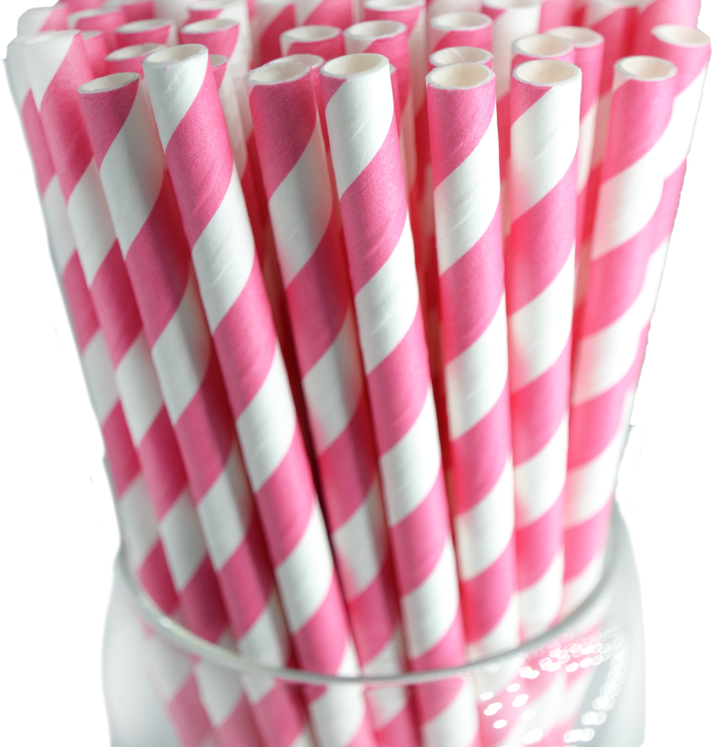 Roc Paper Straws Pink Striped Paper Drinking Straws 100 Count Box ...