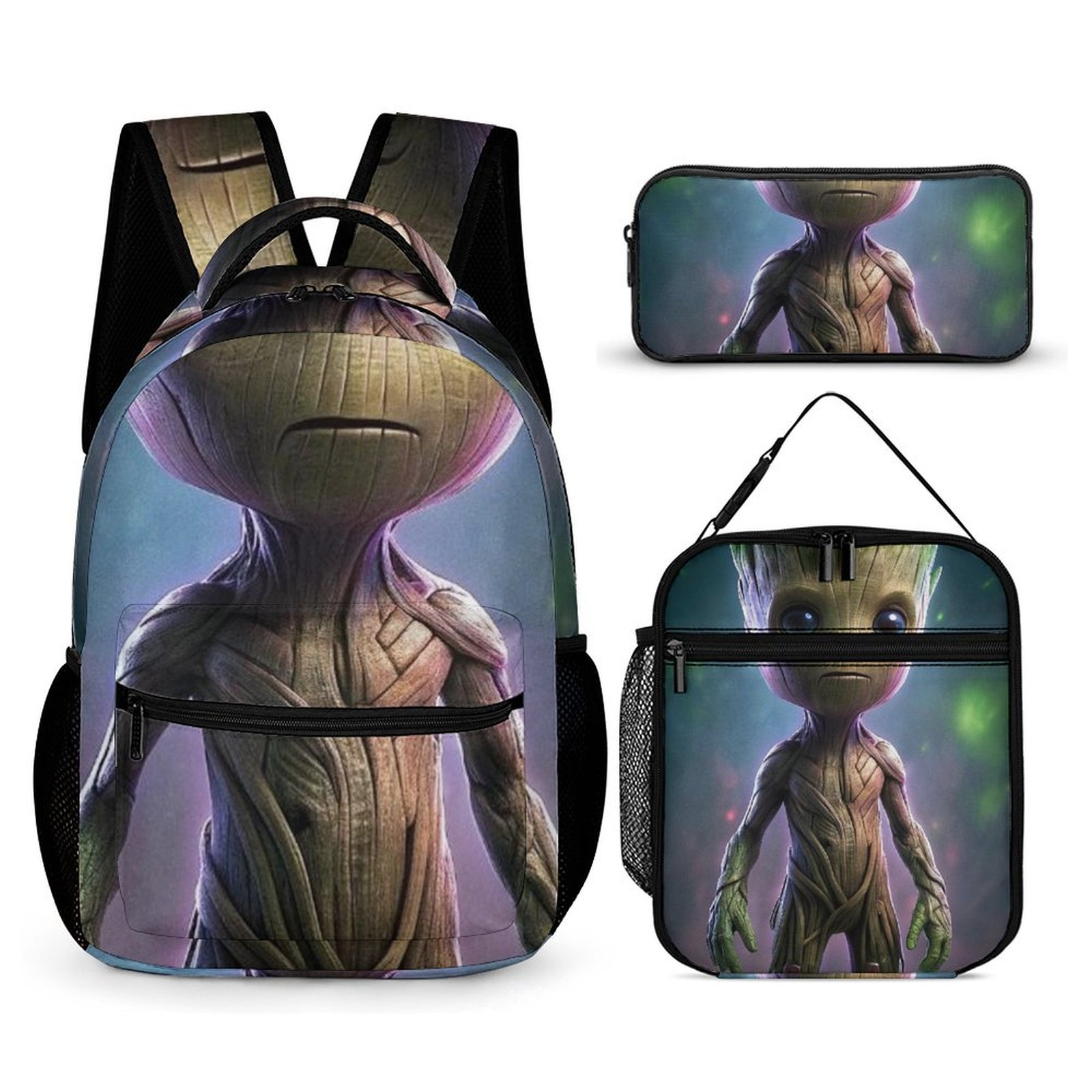 Roc-ket Raccon Baby Groot Hero Backpack with Lunch Tote Pencil Bag 3 in ...