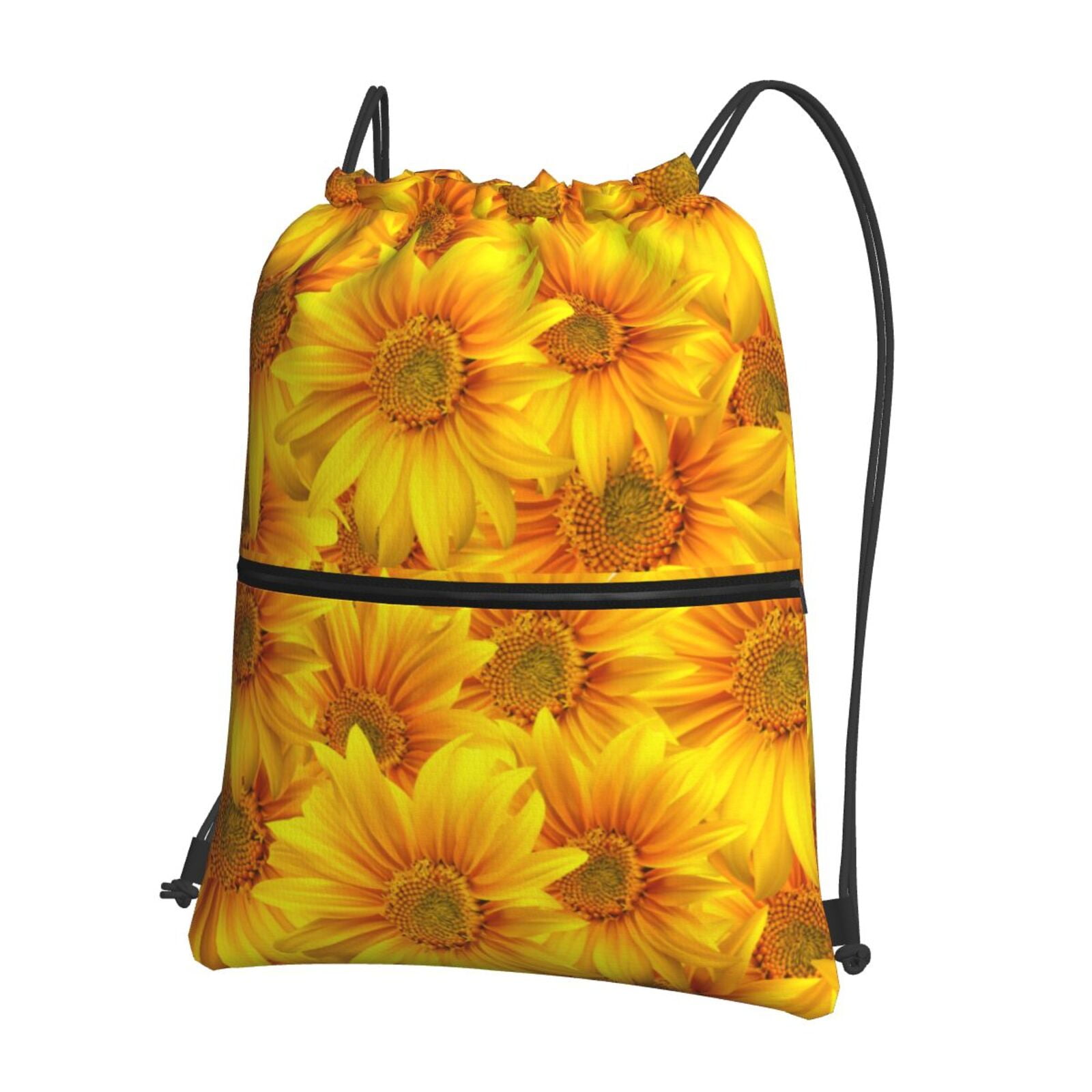 Rocae 3D Sunflowers for Drawstring zipper Backpack Gym Backpack Bag for ...