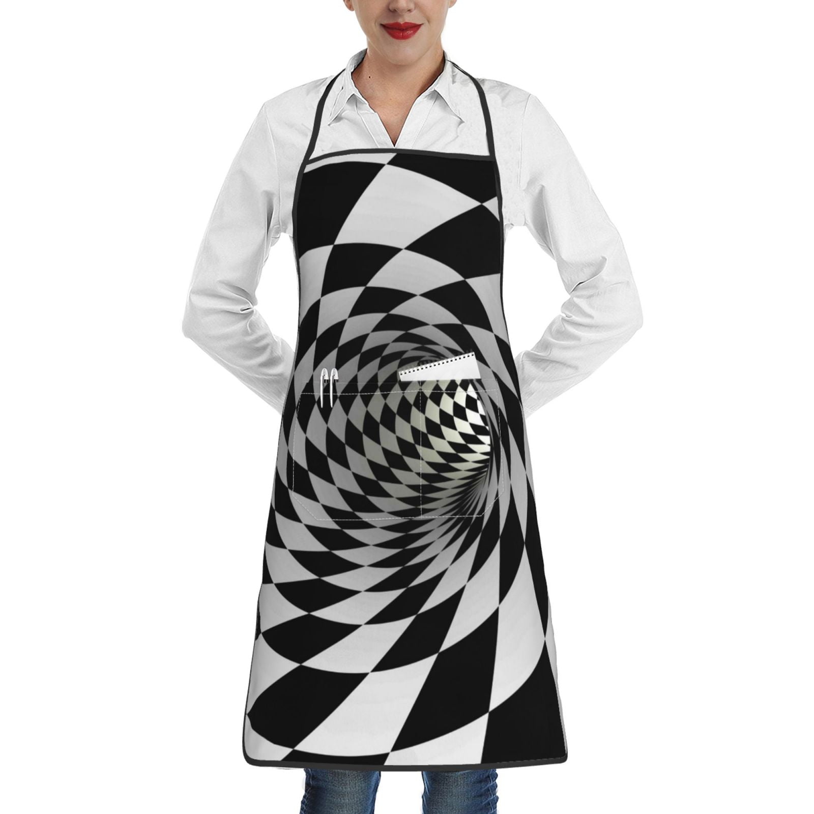 Rocae 3D Vortex Illusion for Kitchen Aprons for Women Adjustable ...