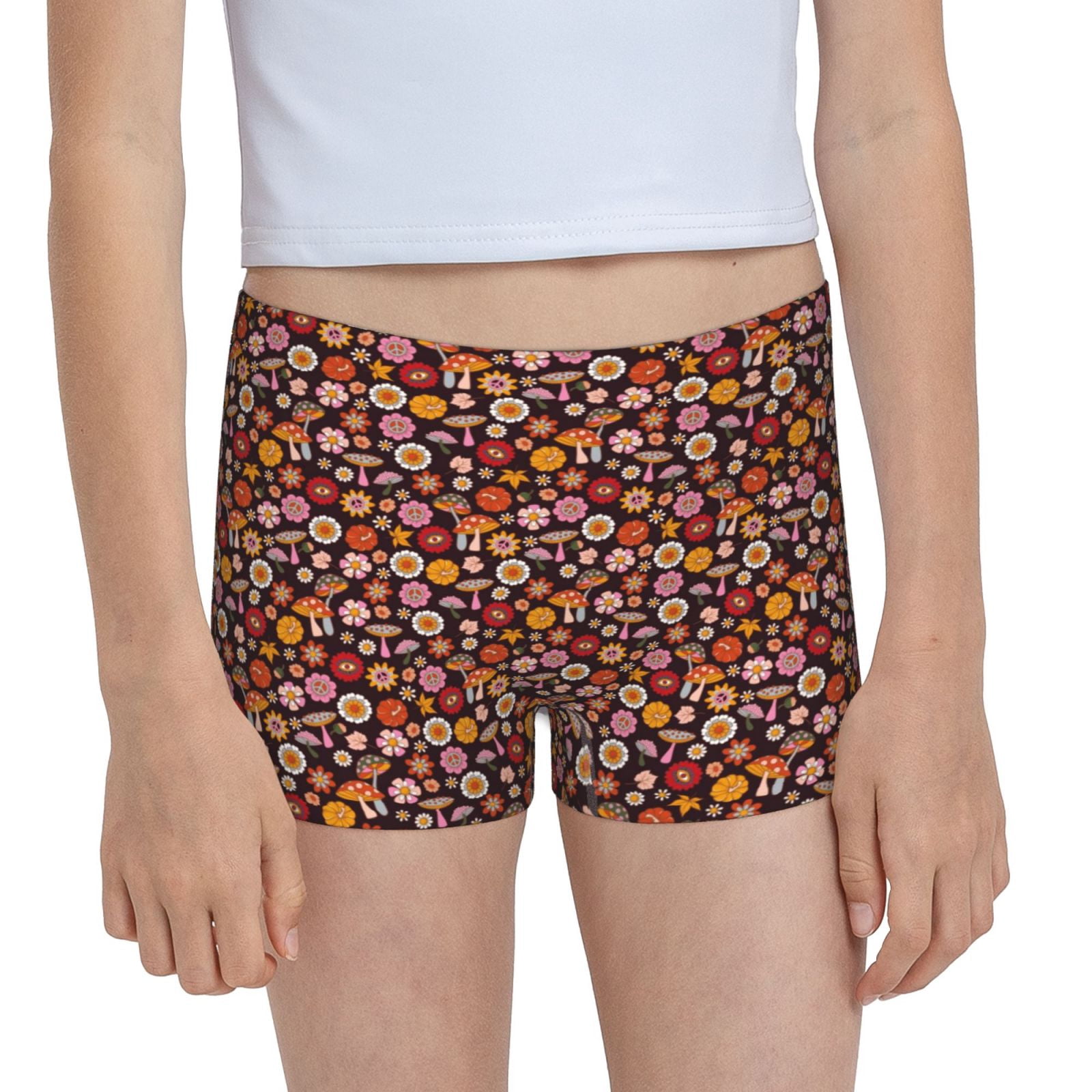 Rocae 70s Groovy Hippie Retro for Girls' Cotton Boxer Briefs, Soft Mid ...