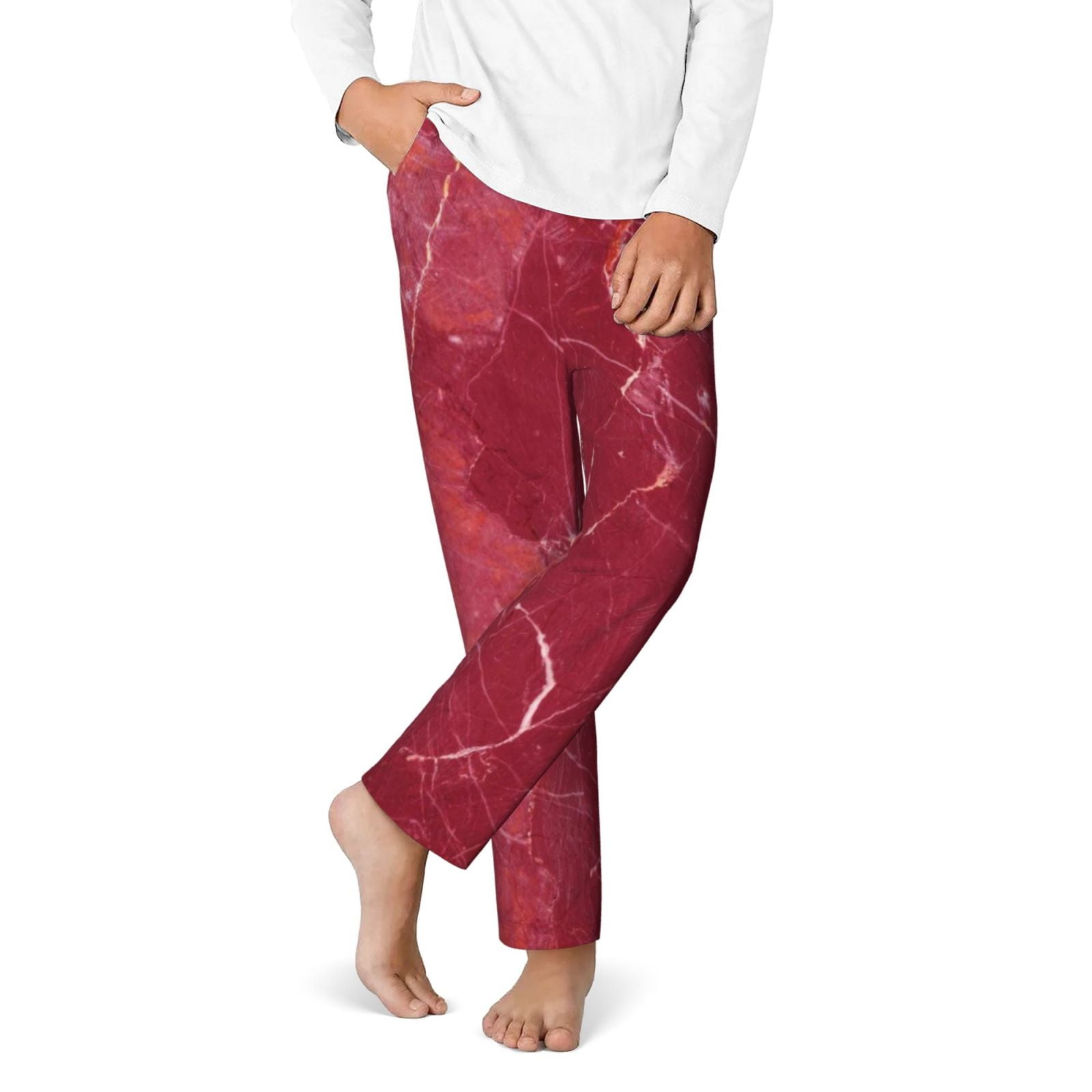 Rocae Abstract Red Marble for Teenagers' Pajama Pants,Girls lounge ...
