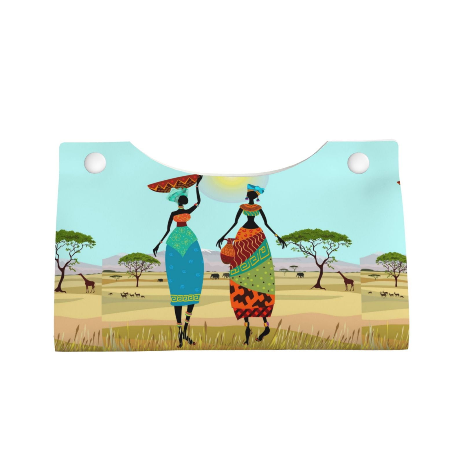 Rocae African Women Print Long Tissue Box Lid Durable Leather Tissue ...