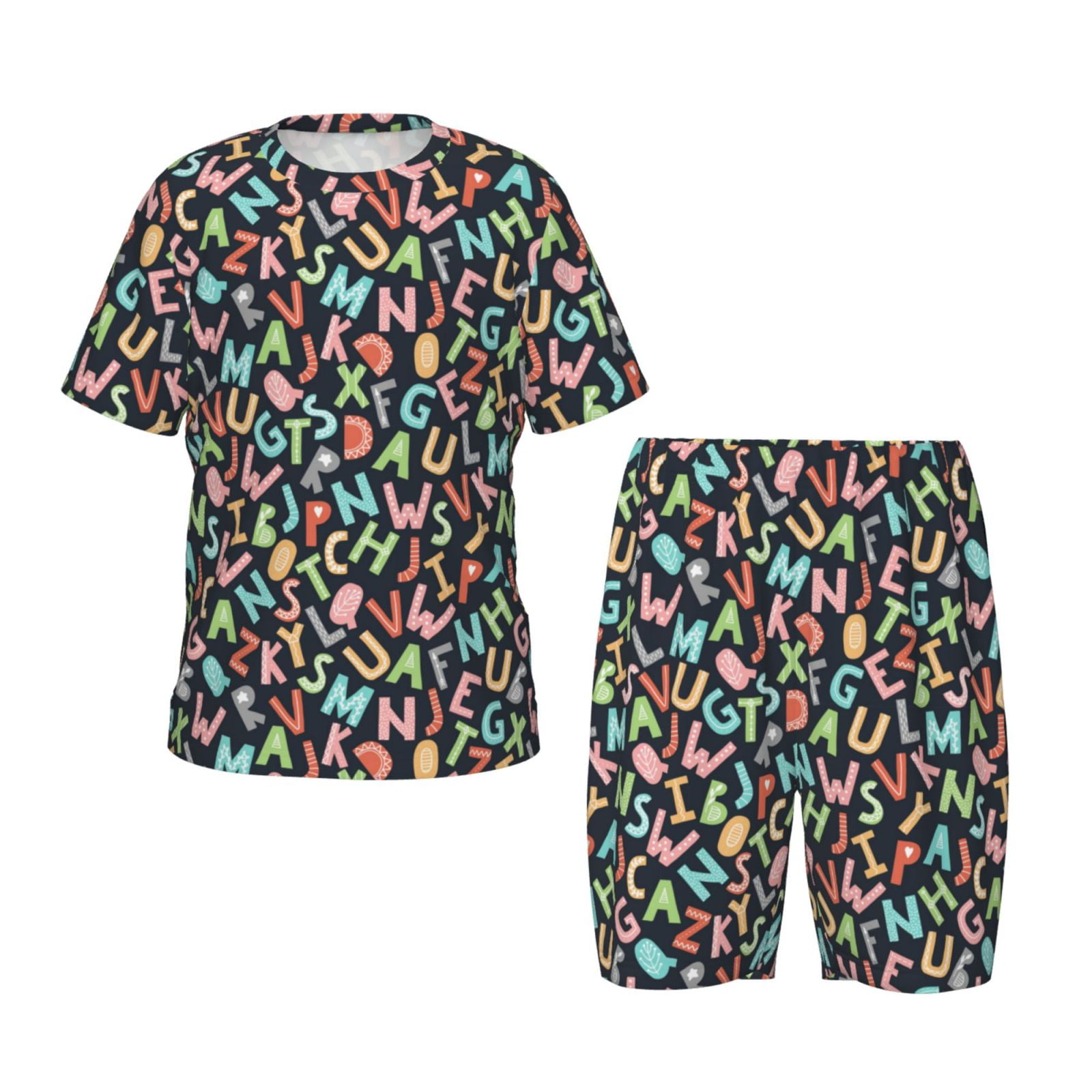 Rocae Alphabet for Short-Sleeved Summer Pajama Set for Girls and Boys ...