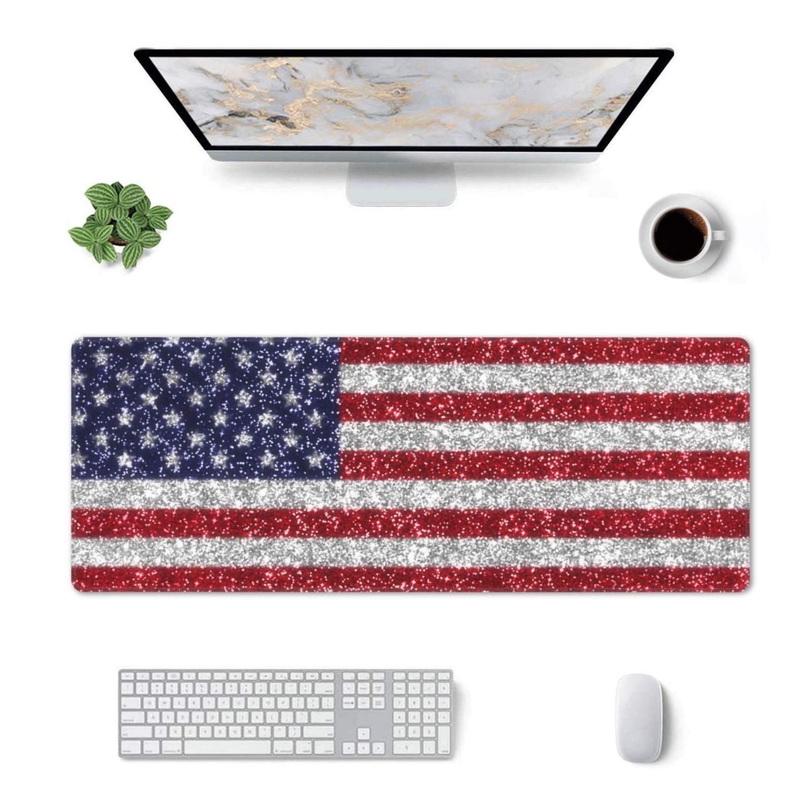 Rocae America Flag Glitter for Gaming Mouse Pad, Mouse Pad Large ...