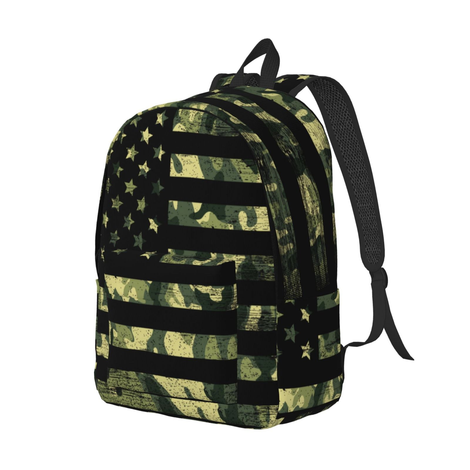 Rocae American Flag Camo for Durable Canvas Backpack Leisure Large Bag ...
