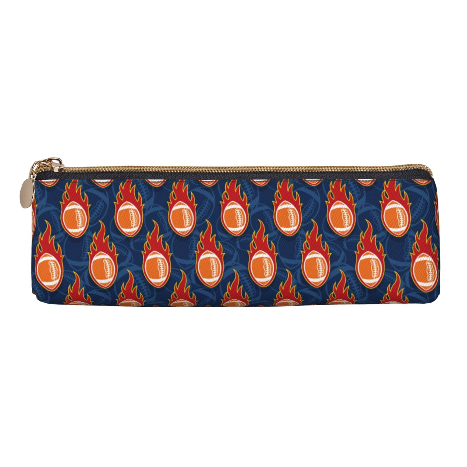 Rocae American Football and Fire Flames for Leather Pencil Case ...