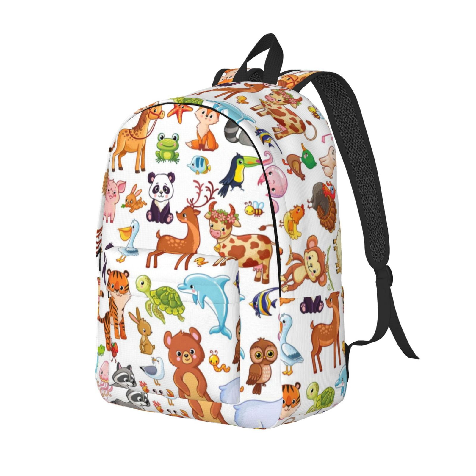 Rocae Animal Cartoon Style for Canvas College Laptop Backpack for Men ...