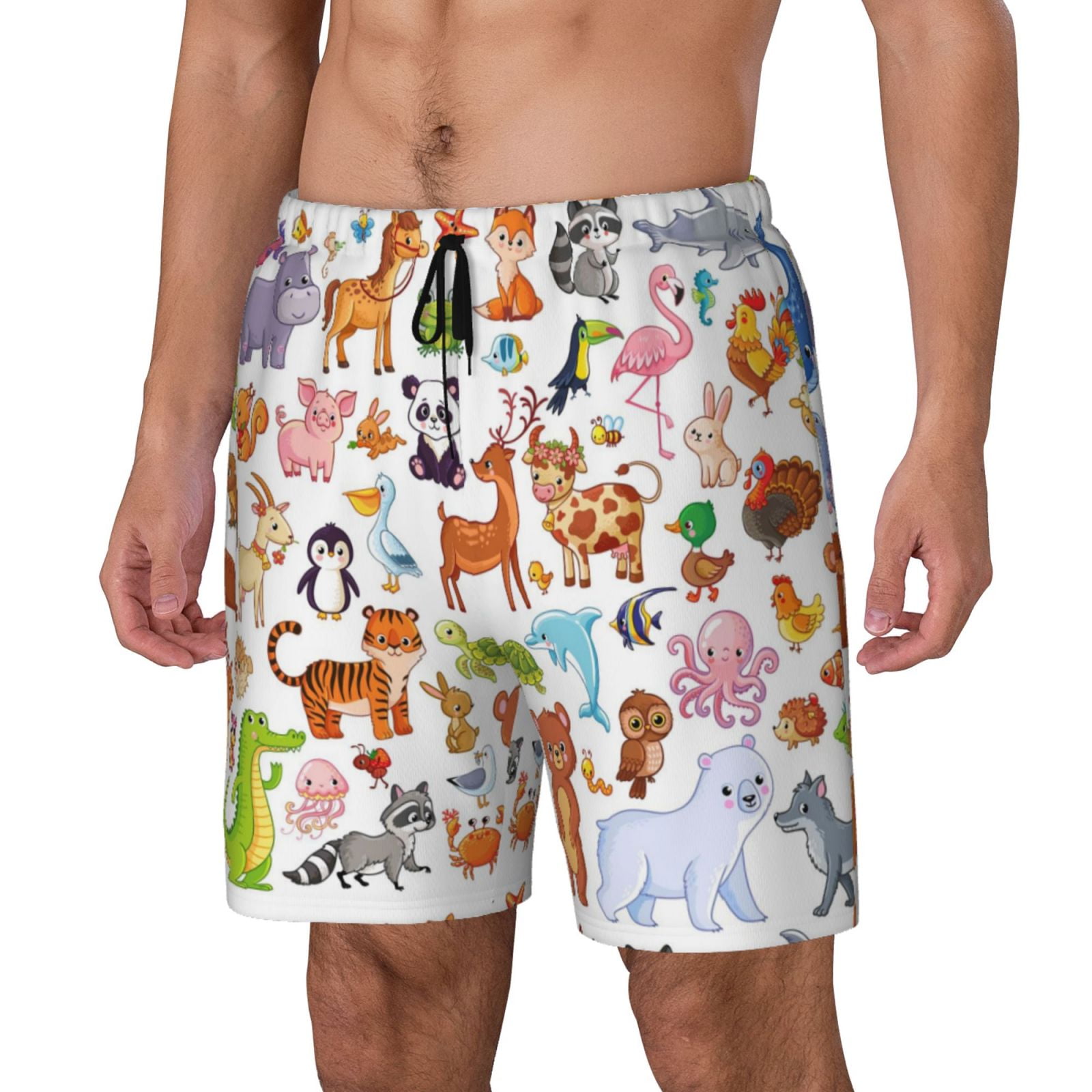 Rocae Animal Cartoon Style for Men's Swim Trunks Quick Dry With Two ...