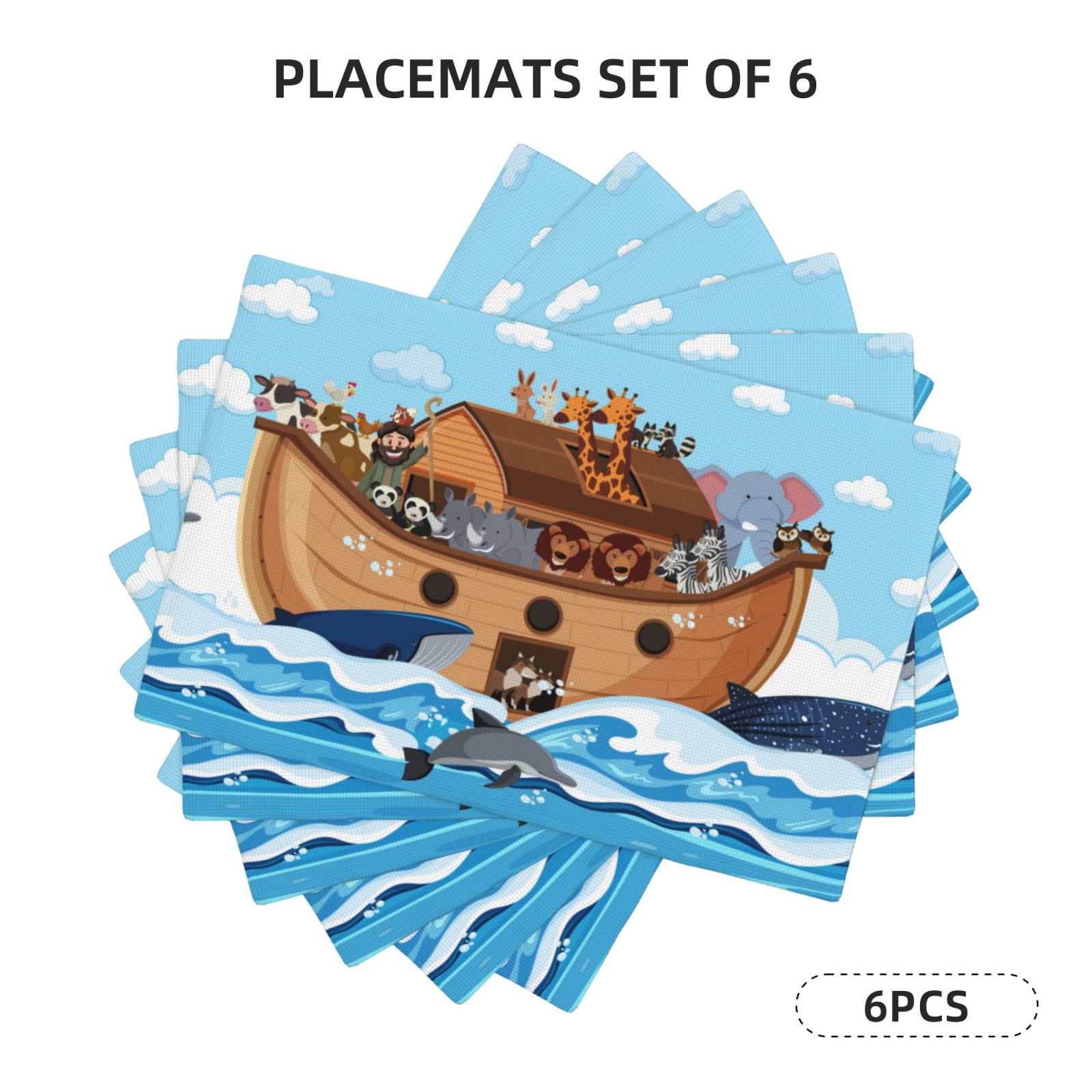 Rocae Animals on Noah's Ark Printed Heat Resistant Place Mats,Classic ...