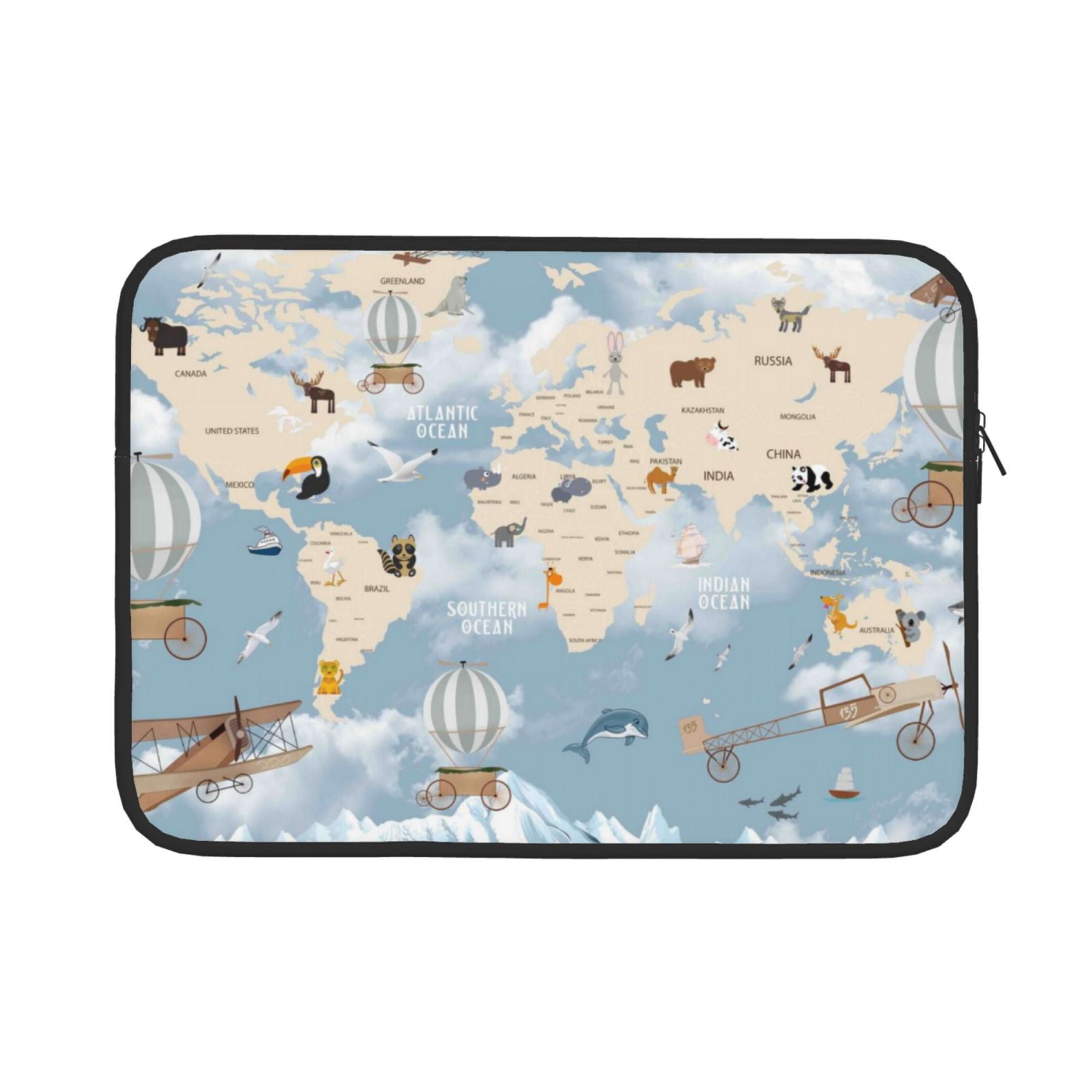 Rocae Animals Travel World Map for Classic Slim Ergonomic Briefcase and ...