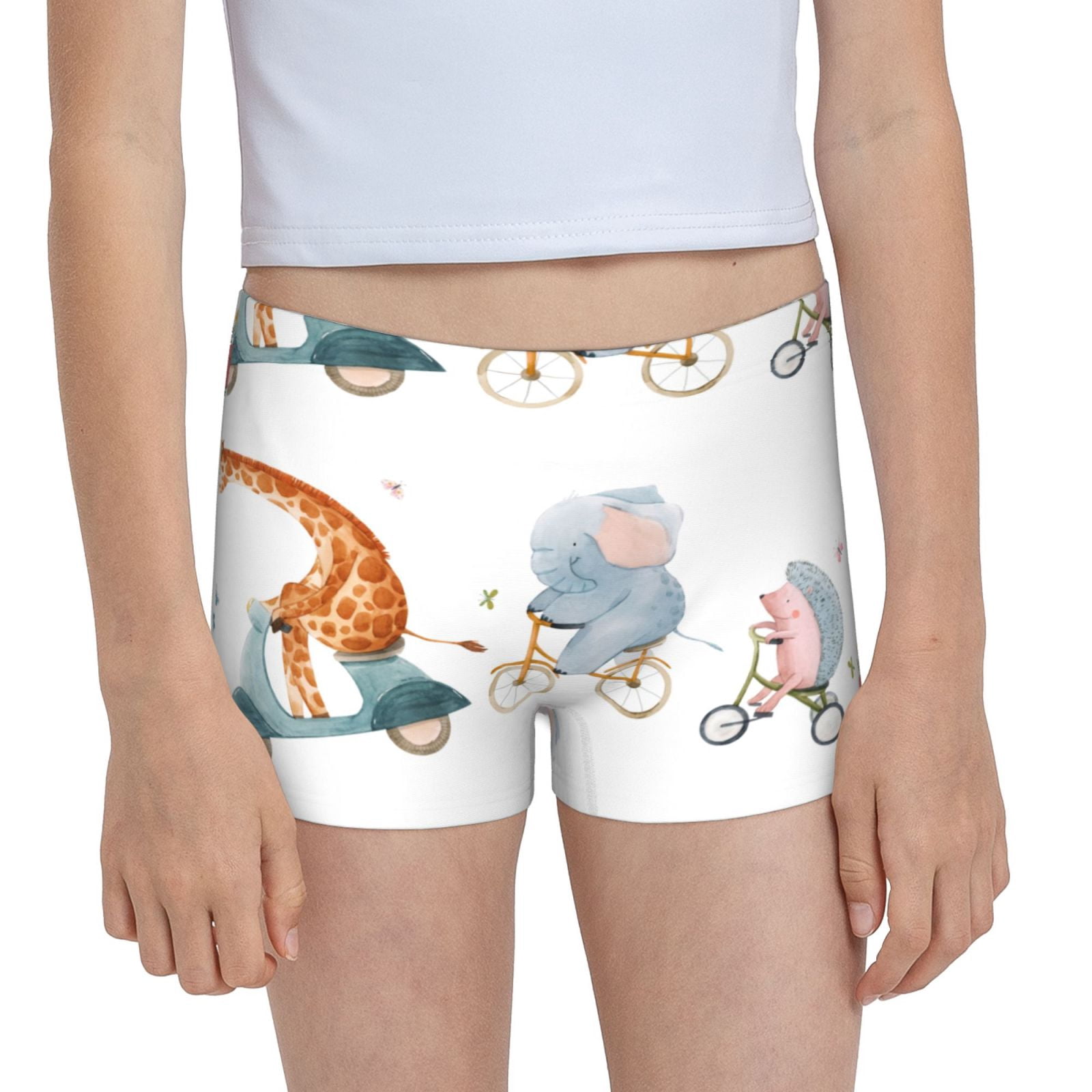 Rocae Animals in Transport for Girls' Cotton Boxer Briefs, Soft Mid ...