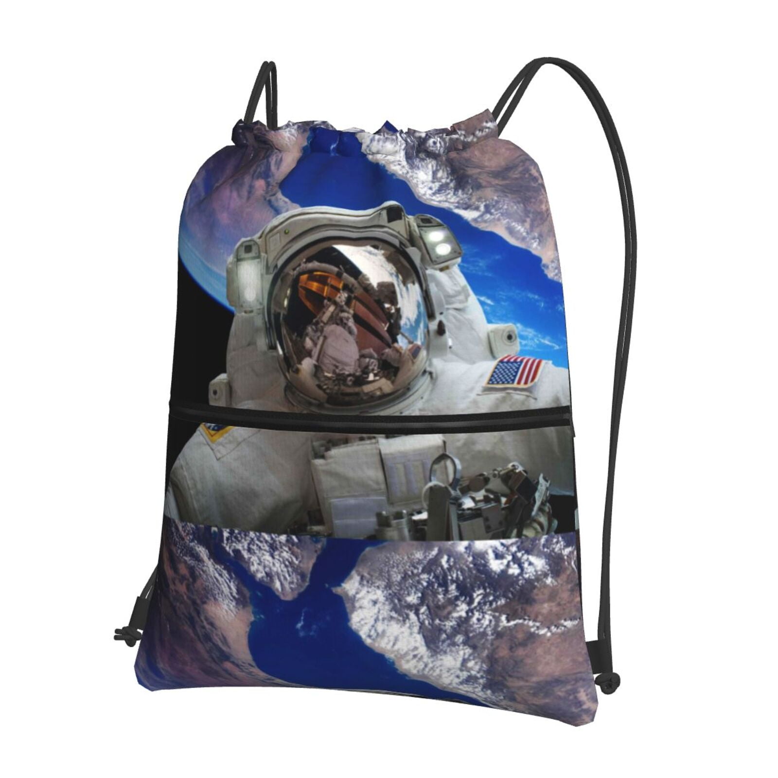 Rocae Astronaut in Outer Space for Drawstring zipper Backpack Gym ...