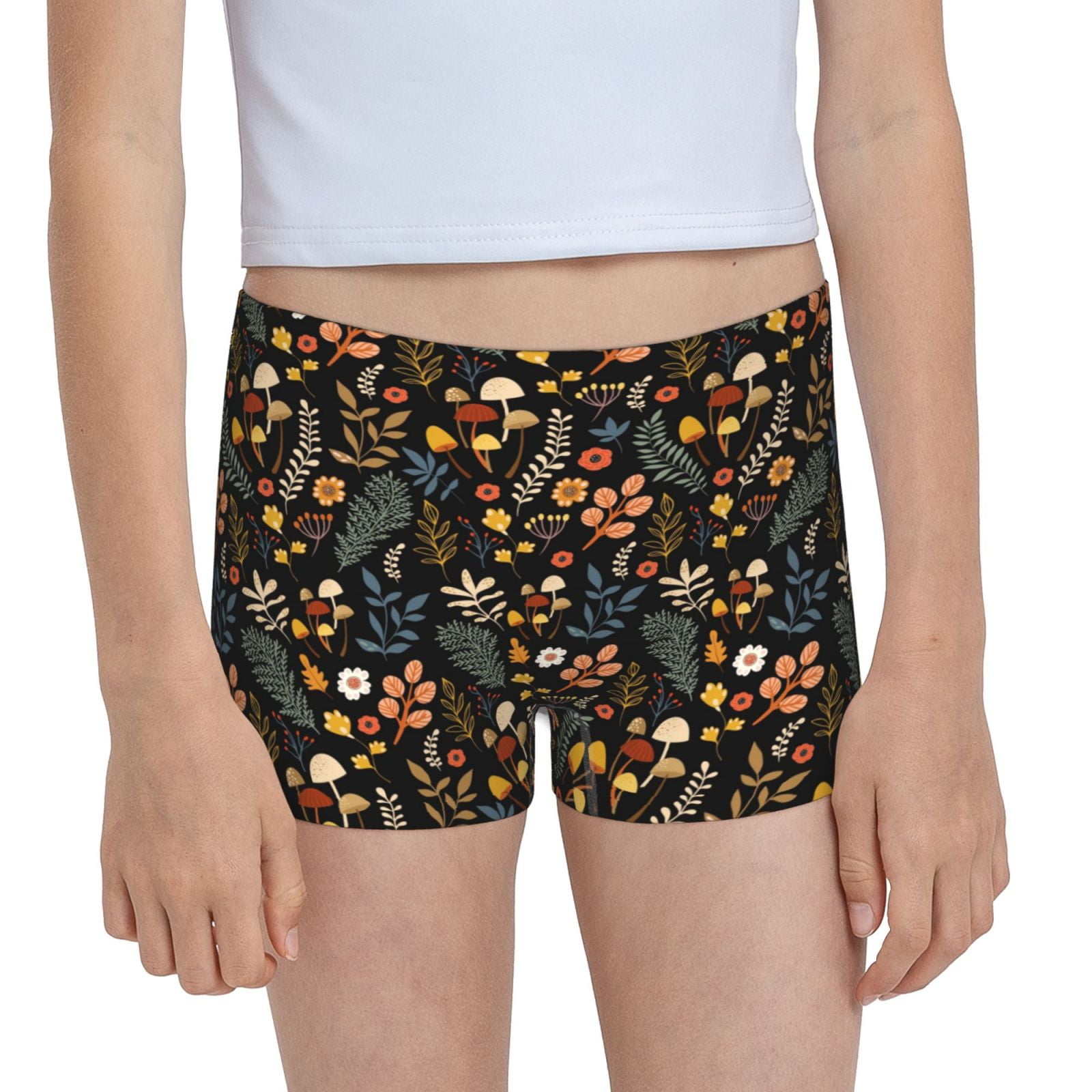 Rocae Autumn Floral for Girls' Cotton Boxer Briefs, Soft Mid-rise ...
