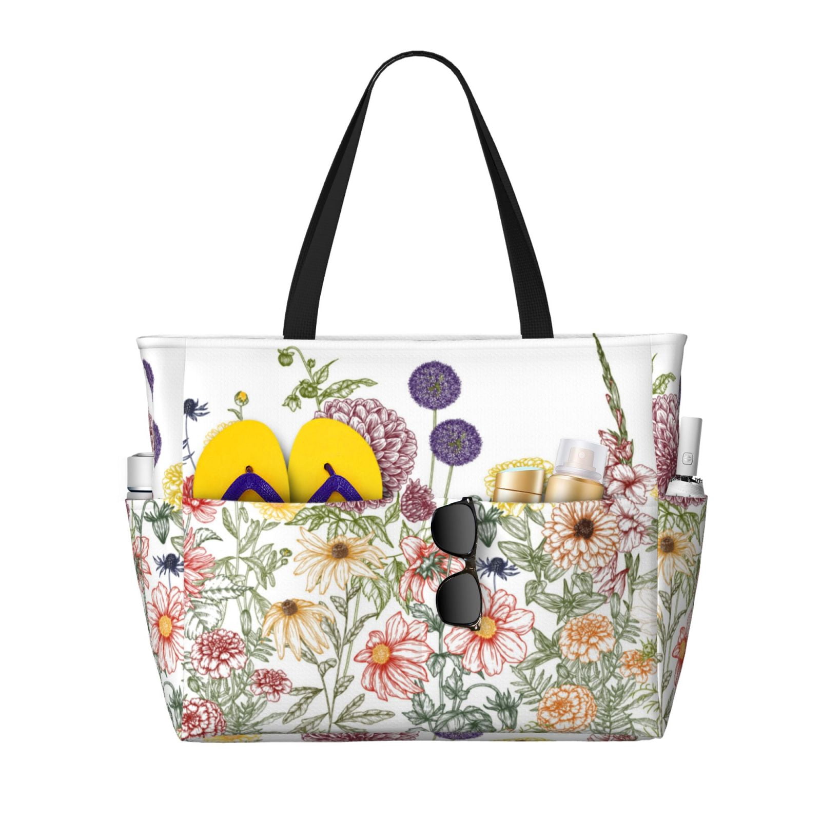 Rocae Autumn Garden for Large Women's Waterproof Beach Bag Tote with 7 ...