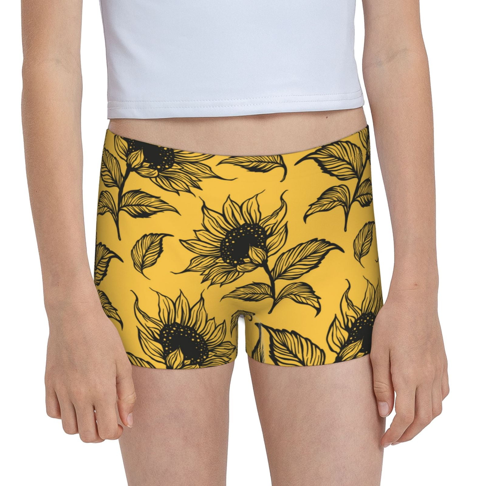 Rocae Autumn Sunflower for Girls' Cotton Boxer Briefs, Soft Mid-rise ...
